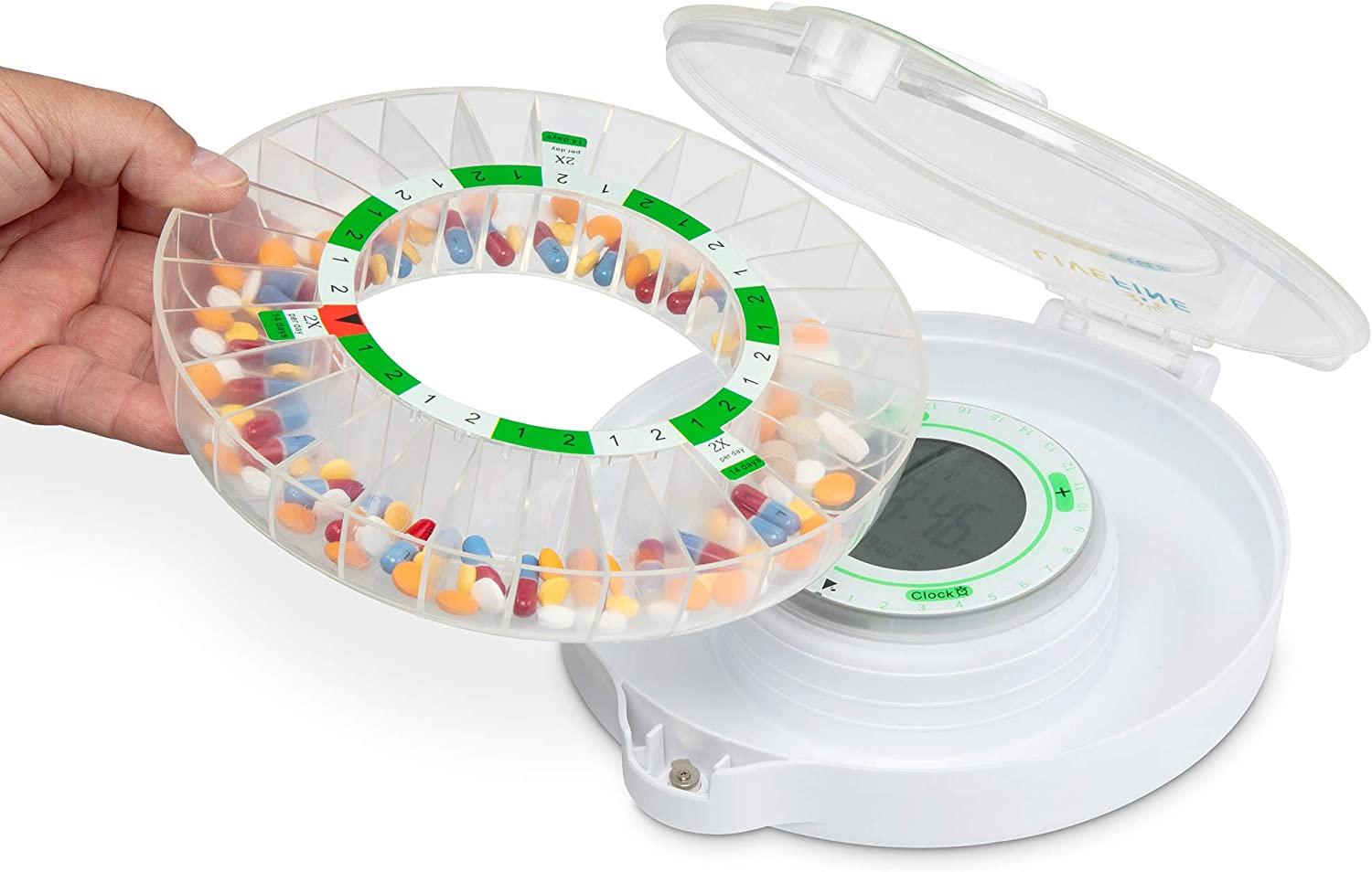 LiveFine 28-Day Automatic Pill Dispenser with Key Lock, Upgraded LCD ...