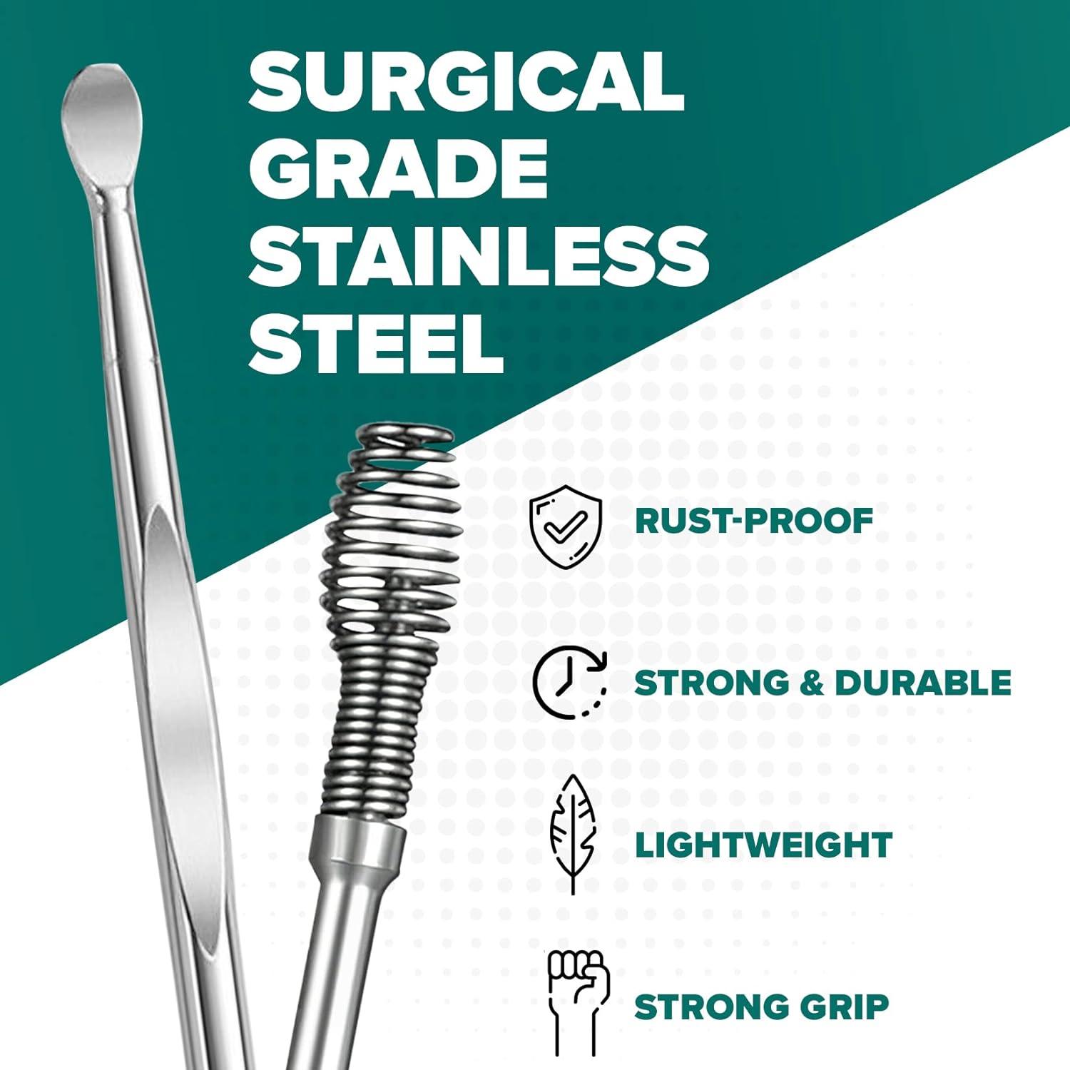 8pc Stainless Steel Ear Wax Remover Kit - Earwax Removal Tool Set with ...