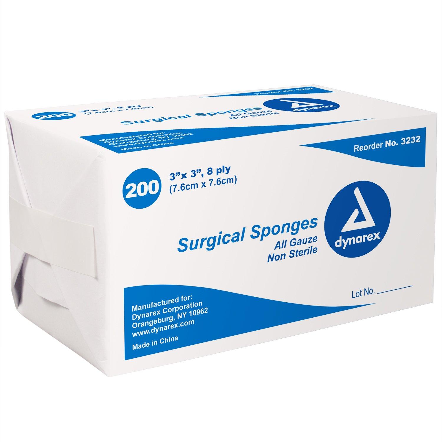 Dynarex Surgical Gauze Sponge 8 Ply - 3x3 Inch 20 Count | Premium ...