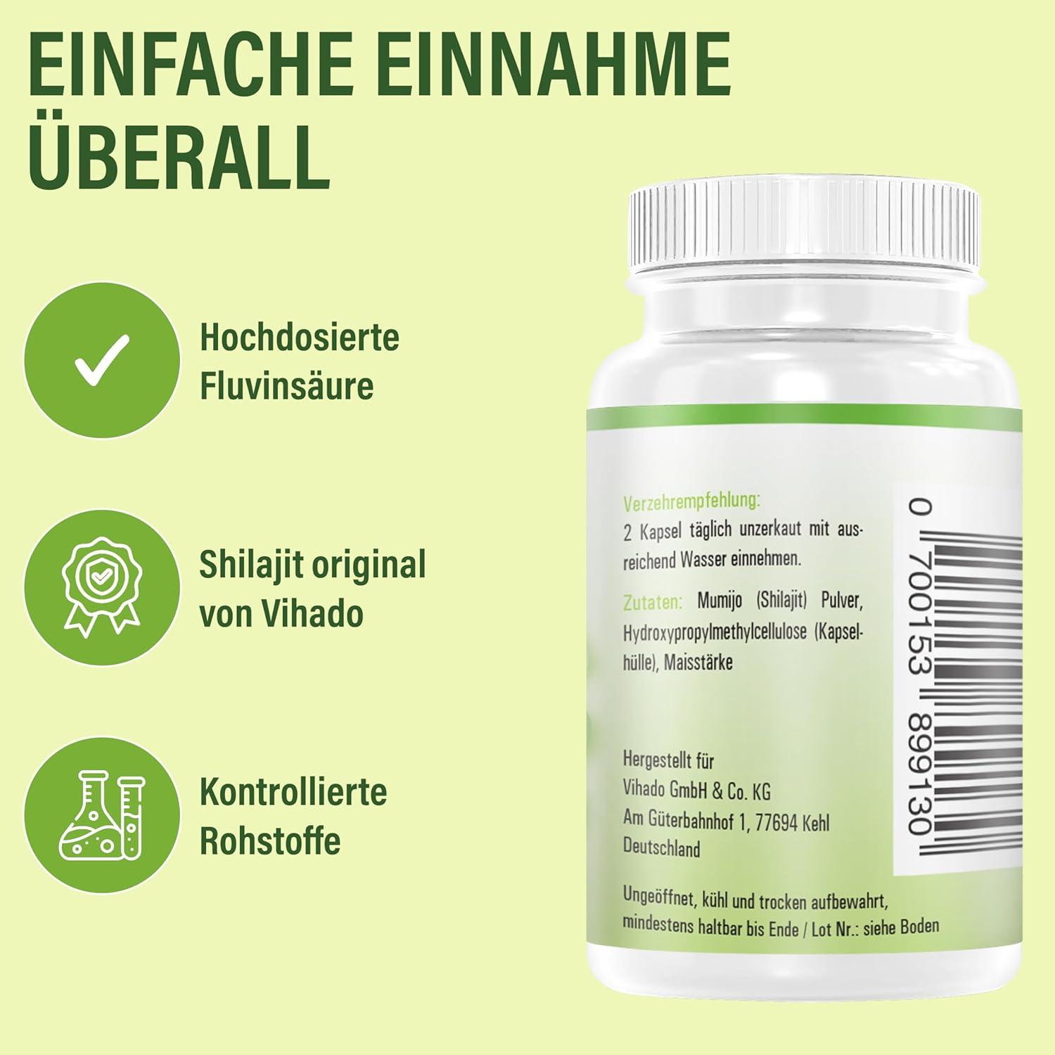 Vihado Original Shilajit 1000mg - Lab Tested Mumijo Capsules | High ...