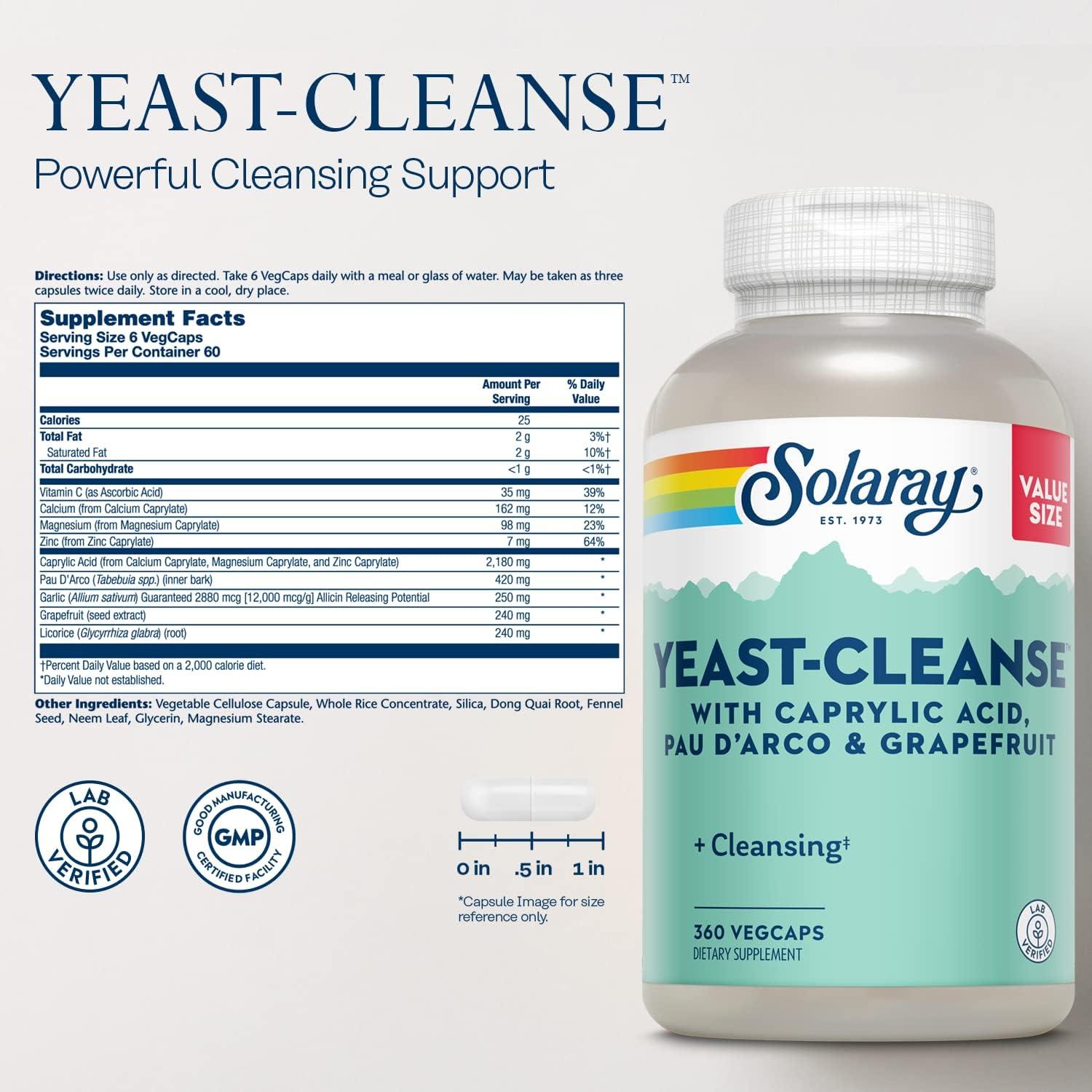 SOLARAY Yeast Cleanse Detox Cleanse for Healthy Yeast Balance Support ...