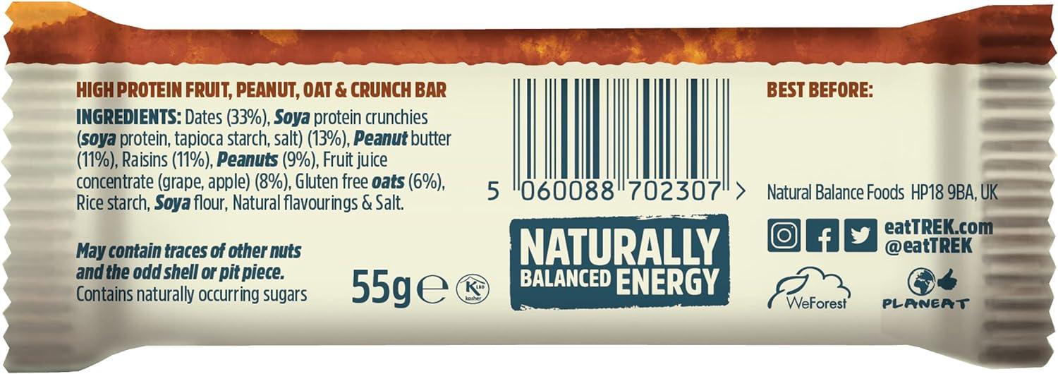 TREK Peanut Power High Protein Energy Bar - Plant Based, Gluten Free ...