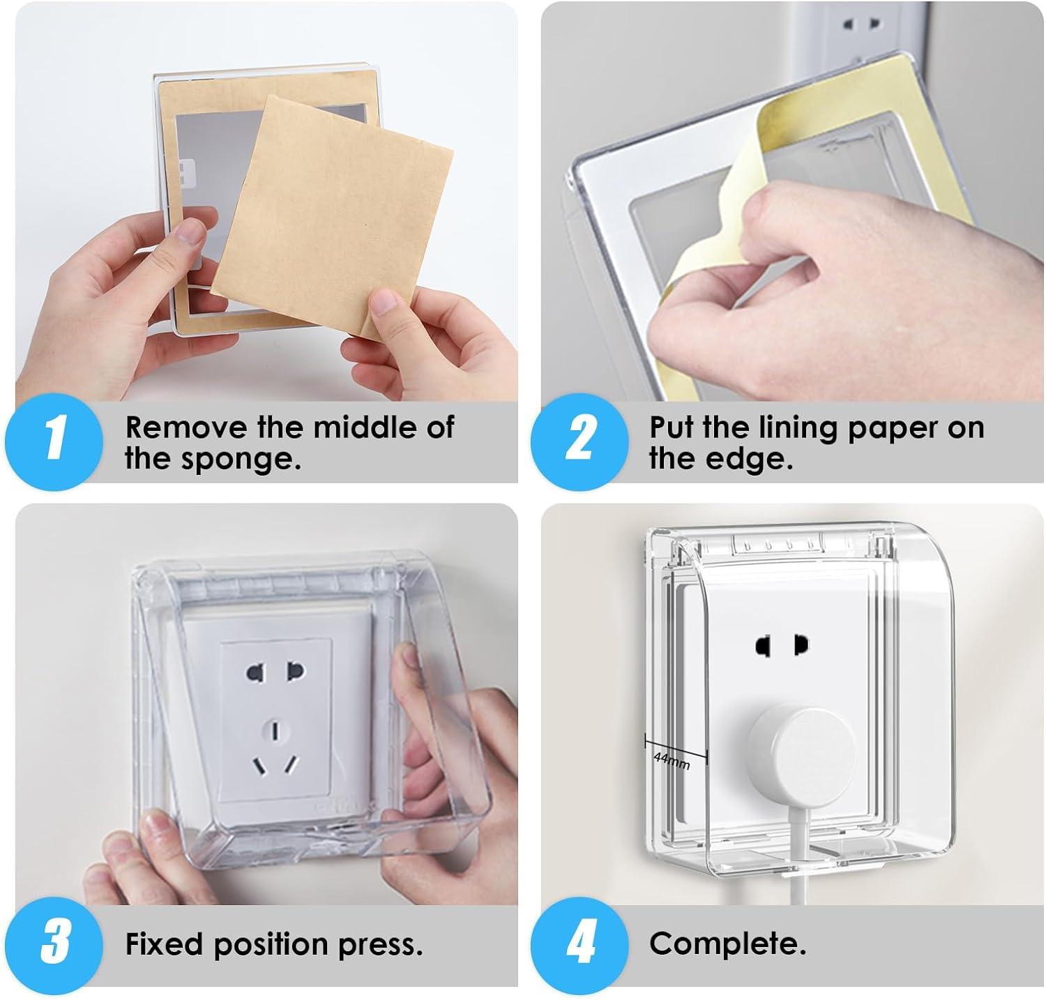 UK Socket Cover Box - Self-Adhesive Electrical Outlet Plug Cover for ...