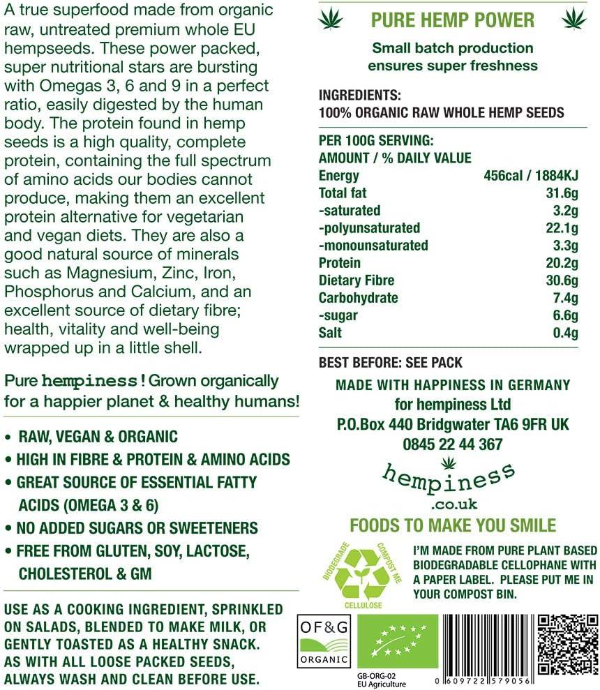 Hempiness Organic Premium Whole Hemp Seed (500g) | Buy Now with Express ...