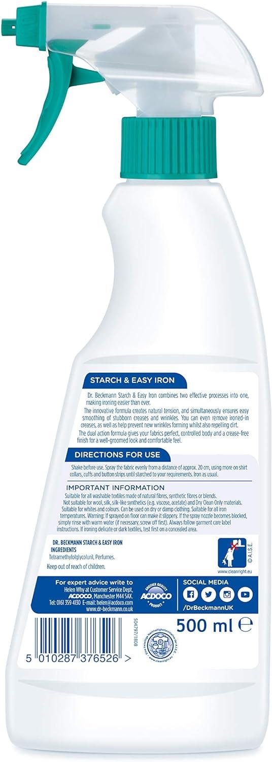 Dr. Beckmann Starch & Easy Iron Spray 500ml - Smooth & Crisp Finish ...