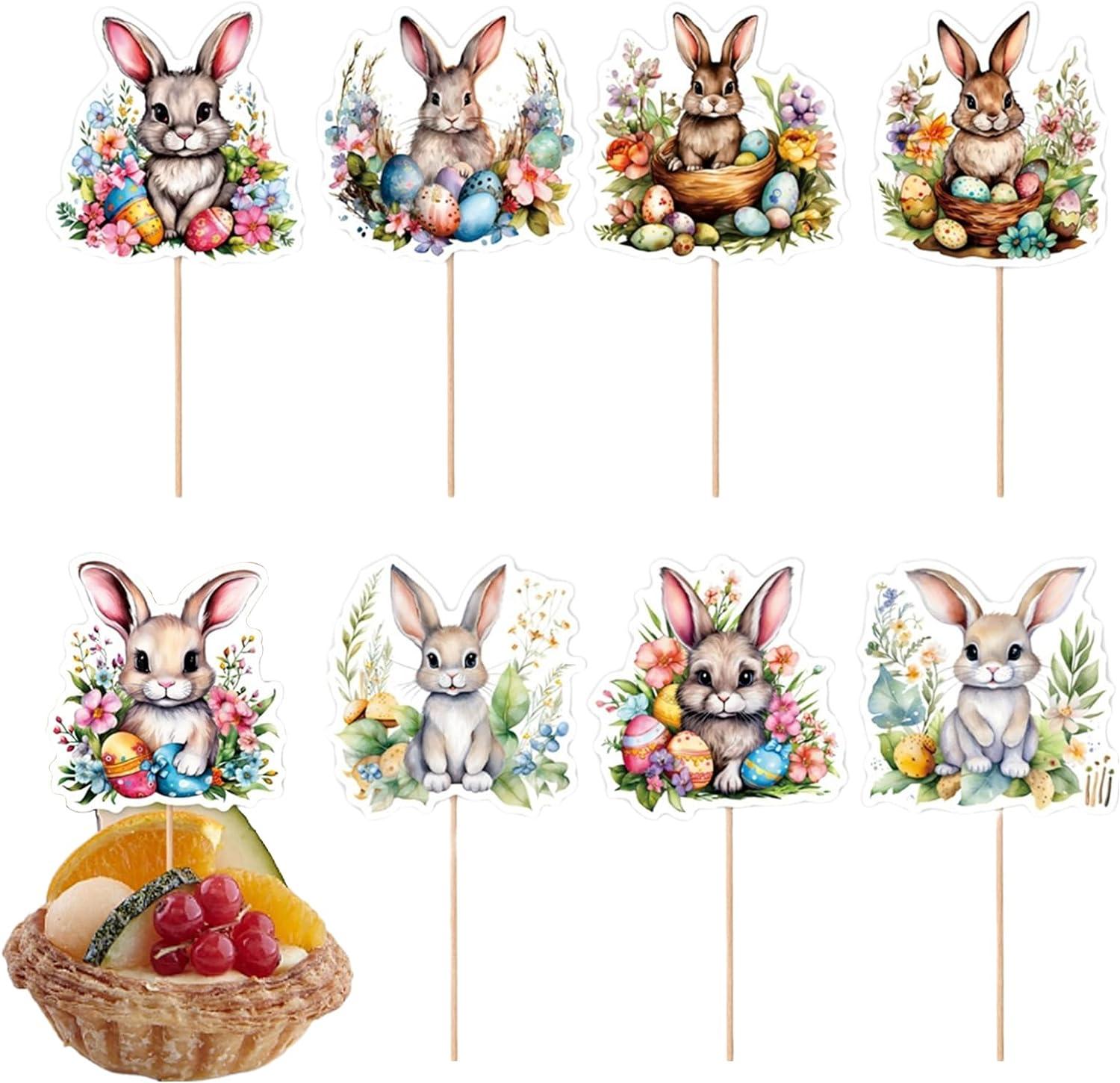 Cupcakes Rabbit Toppers Wafer Rice Paper Cake Toppers Easter Bunny ...