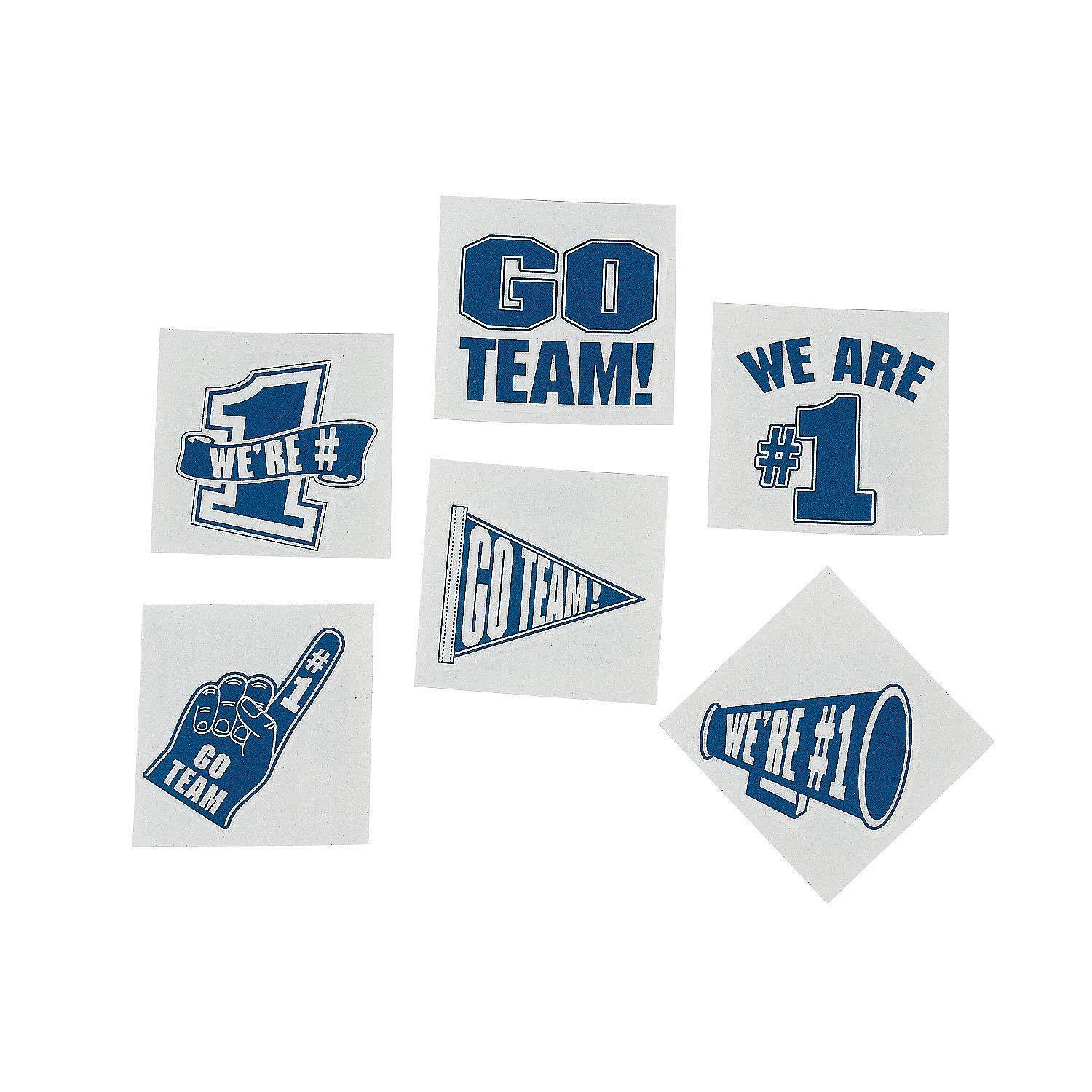 Blue Go Team Number 1 Tattoos (Set of 72) - School Spirit Supplies ...
