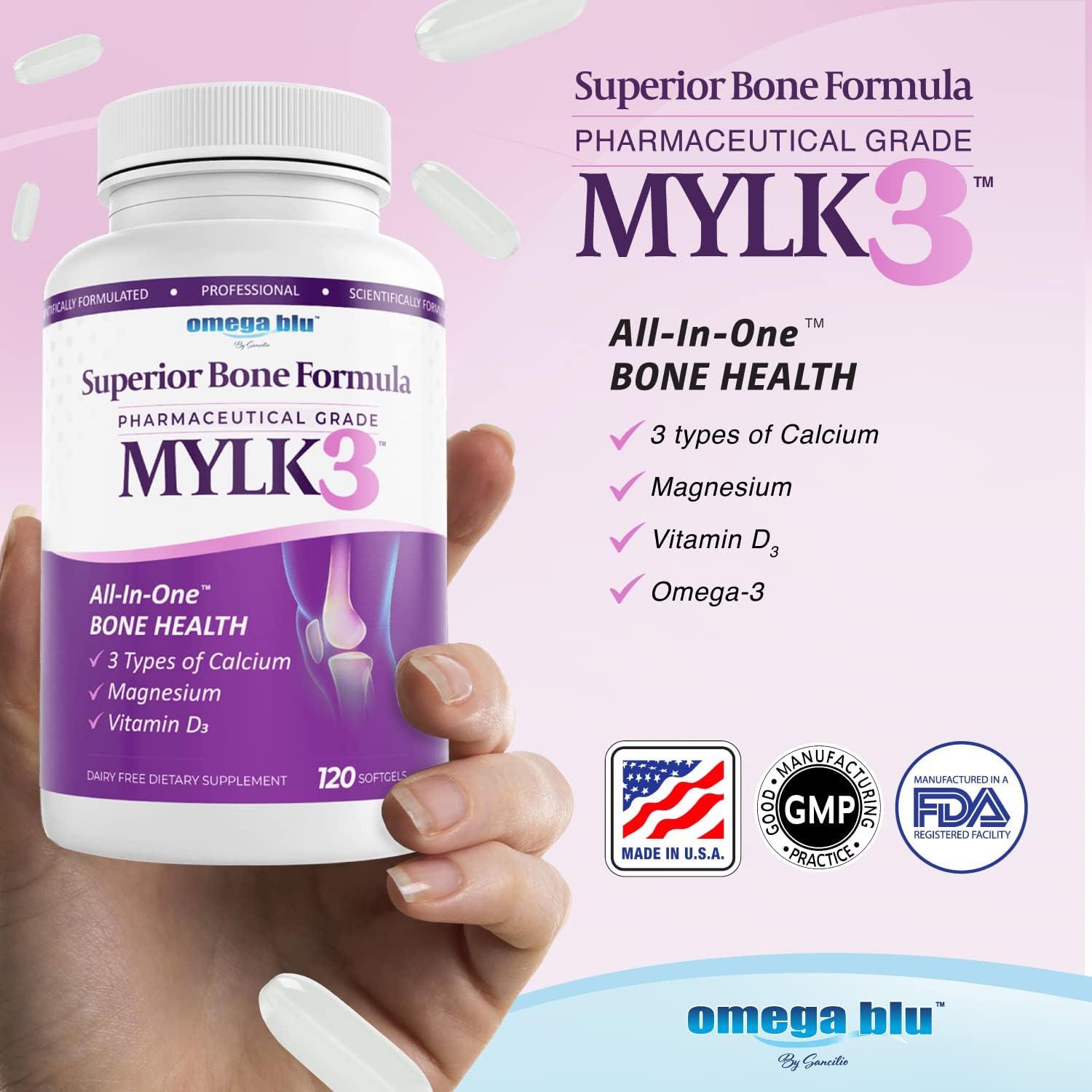 OMEGA BLU Calcium & Magnesium w/MYLK - High Absorption Formula with ...