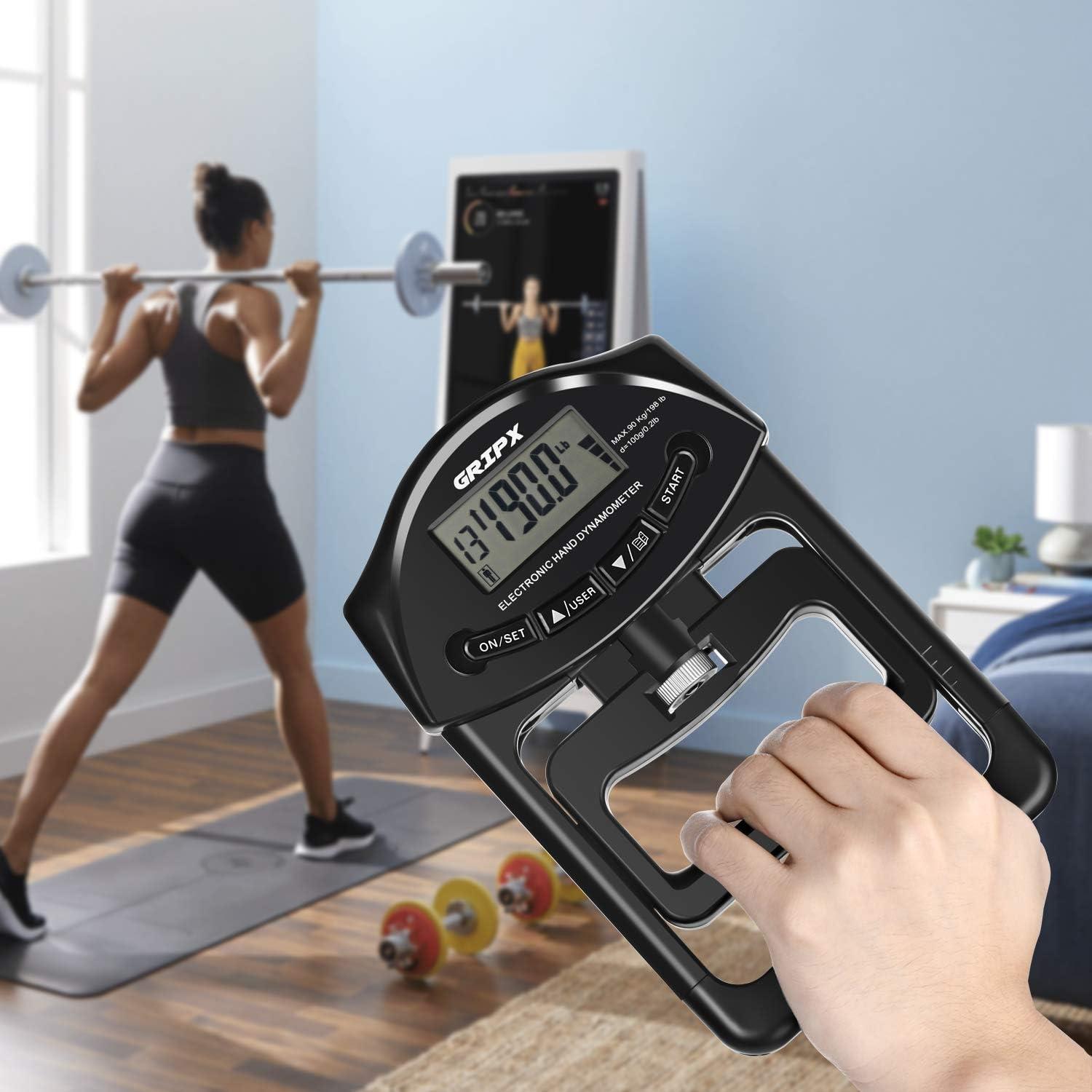 GRIPX Digital Hand Dynamometer - Electronic Grip Strength Meter 198 lbs ...