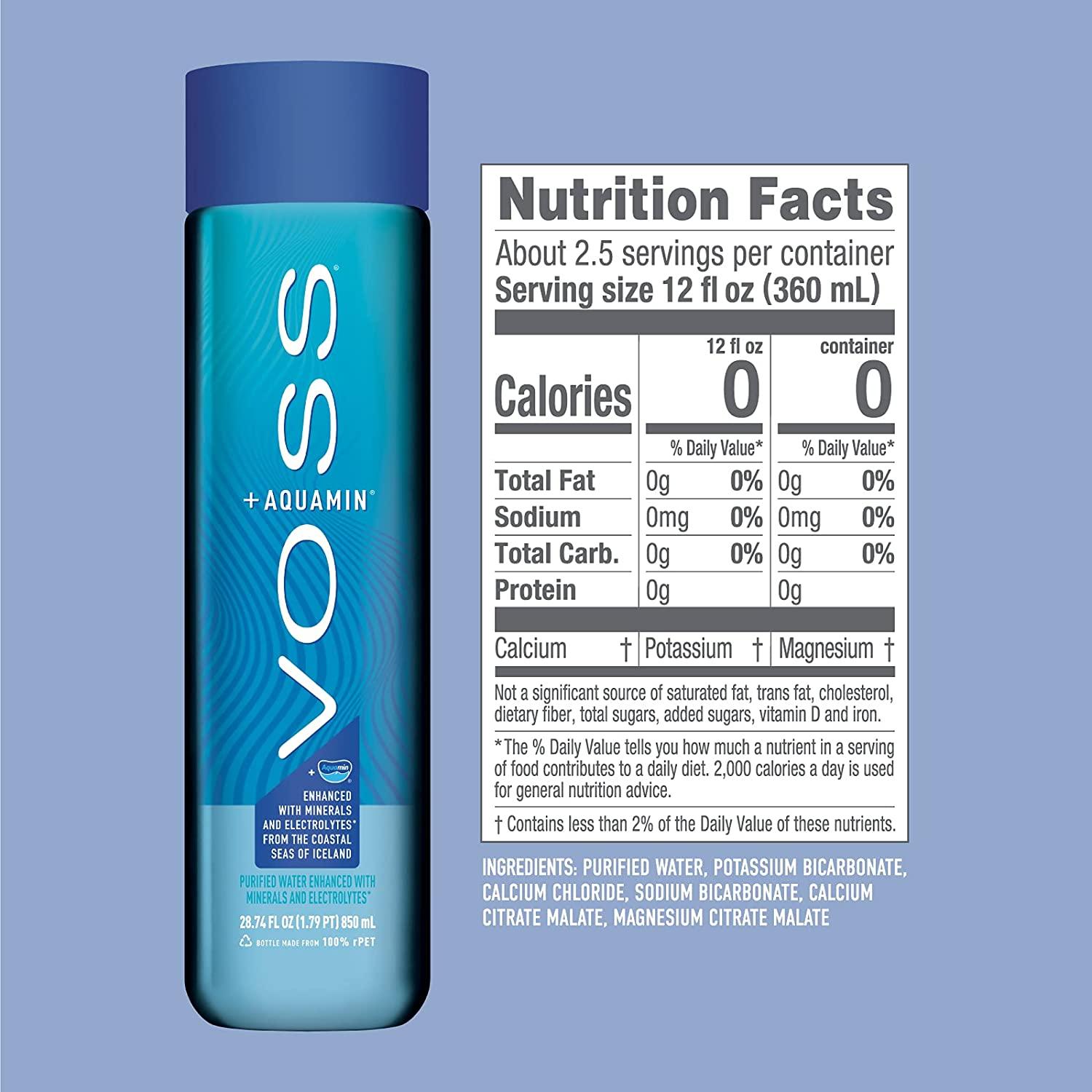 VOSS+ Aquamin 850ml (Pack of 12) - Premium Purified Water with Minerals ...