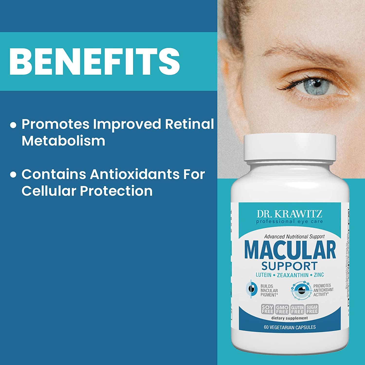 Macular Support with Lutein, Zeaxanthin & Zinc - 60 Vegetarian Capsules ...