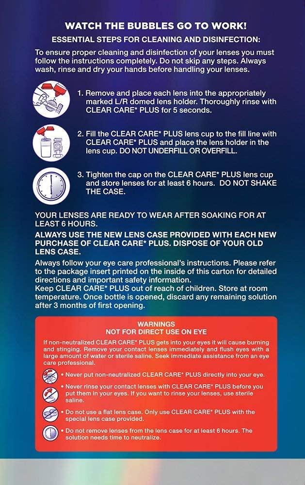 Clear Care Plus Cleaning Solution with Lens Case, Twin Pack, Multi, 12 ...