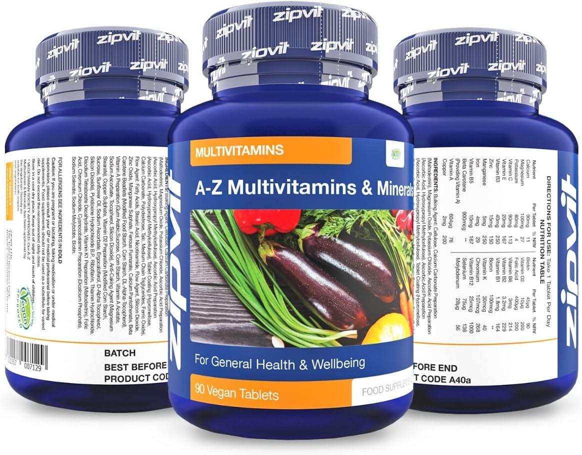 Vegan Multivitamin Tablets for Women & Men - 90 Tablets - 6 Month ...