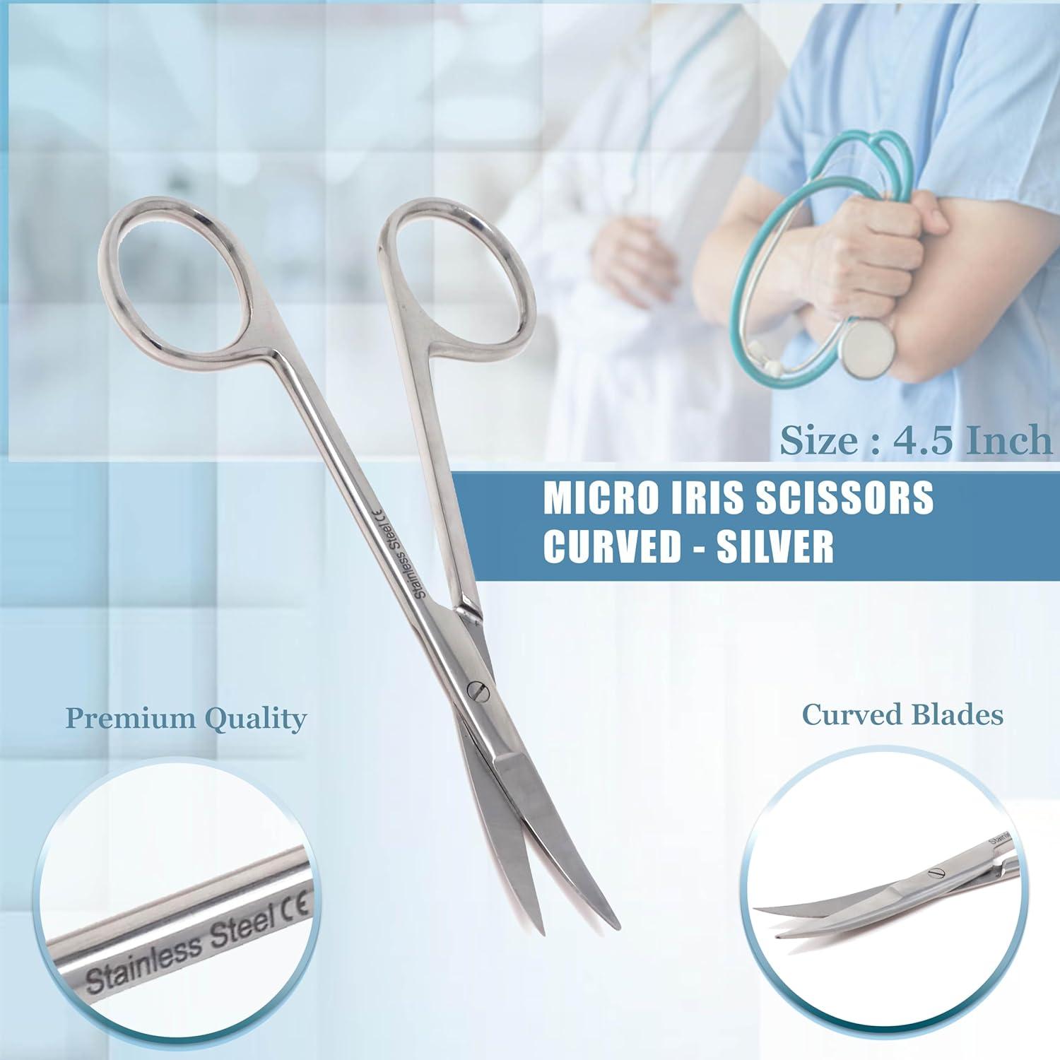 A2Z Iris Micro Scissors 4.5 Curved Stainless Steel - Nurse Essentials ...