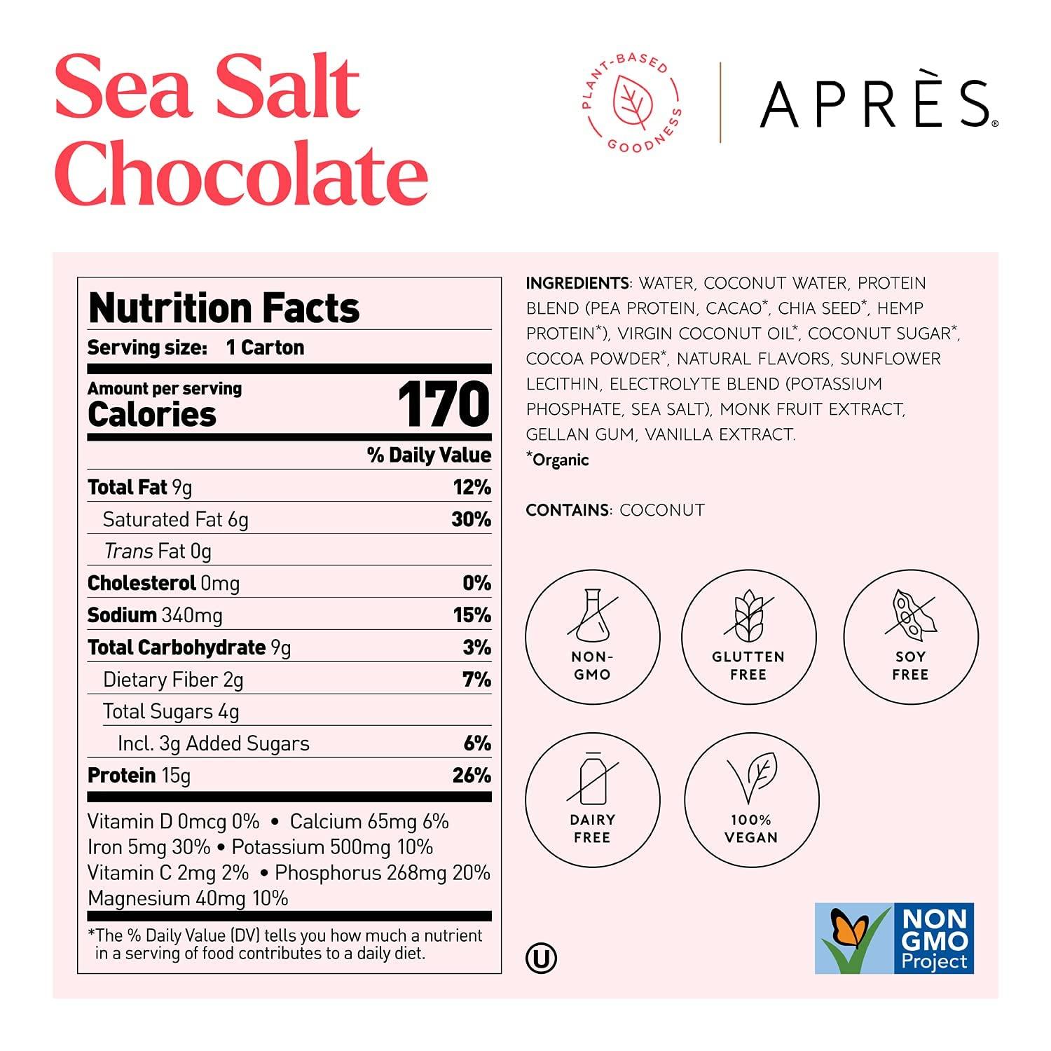 Apres Plant-Based Protein Shake Sea Salt Chocolate with MCTs ...