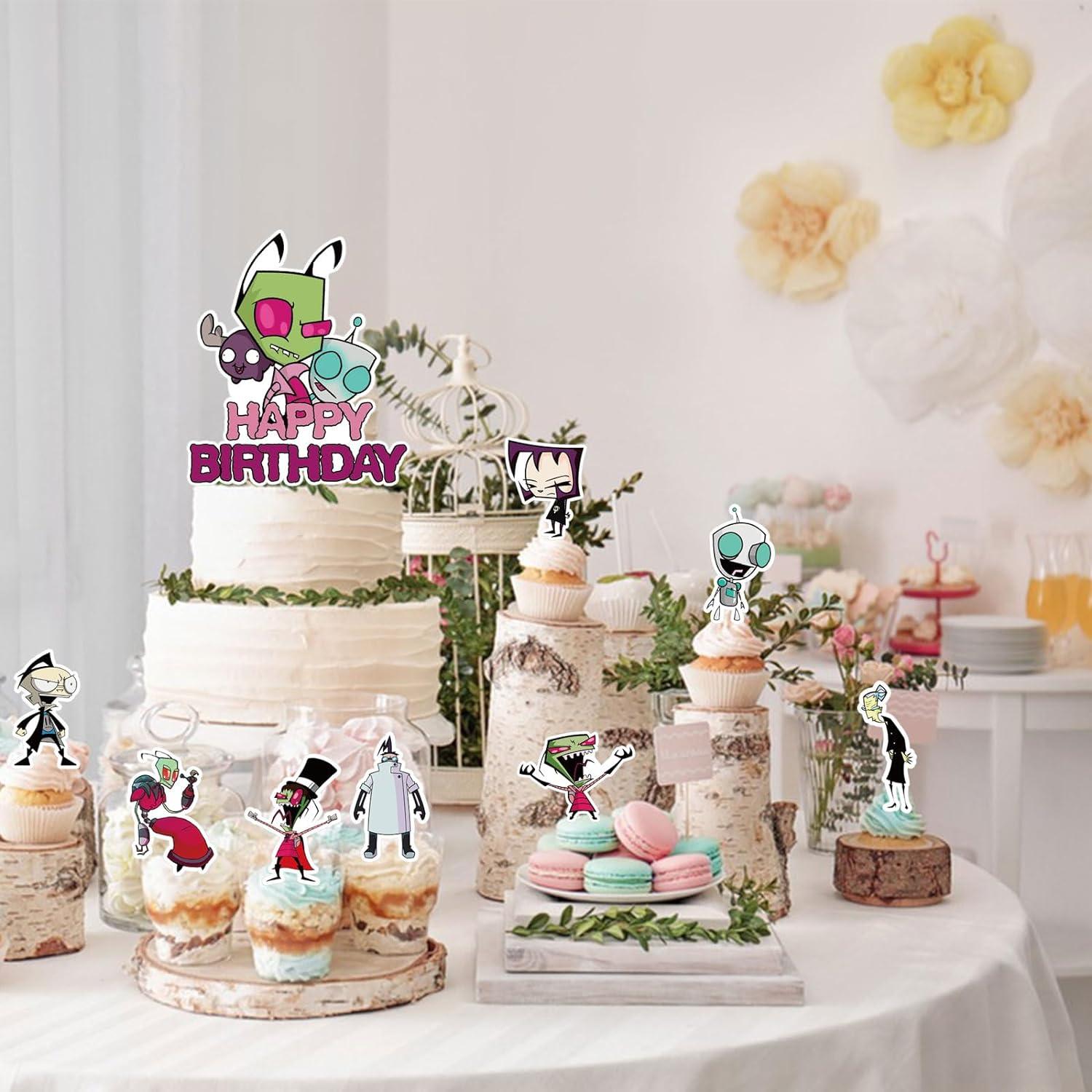 25pcs Invader ZIM Birthday Decorations Invader ZIM Cupcake Toppers ...