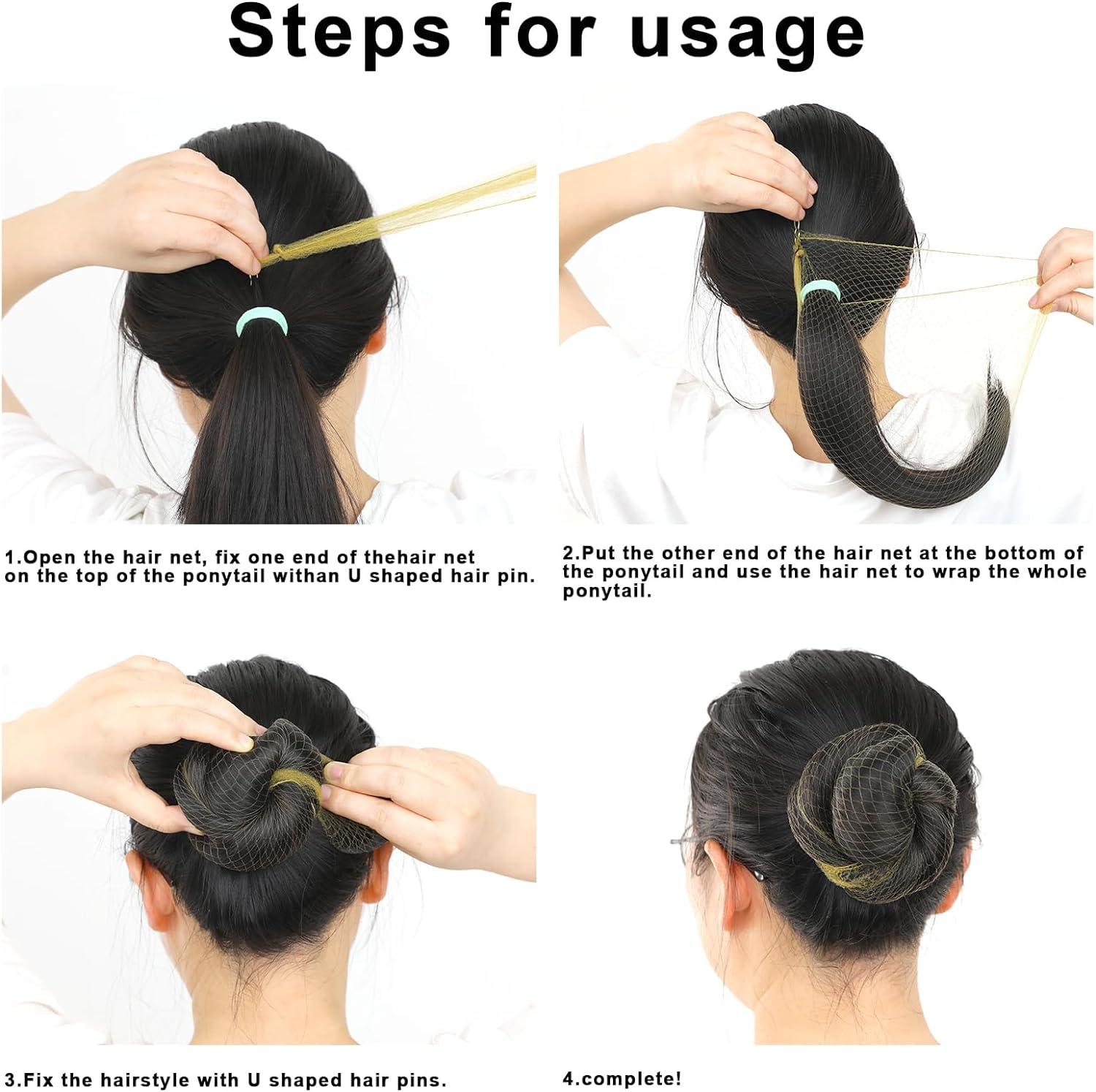 Hair Nets for Buns 20Pcs Hair Bun Nets Blonde with 20Pcs U Shaped Hair ...