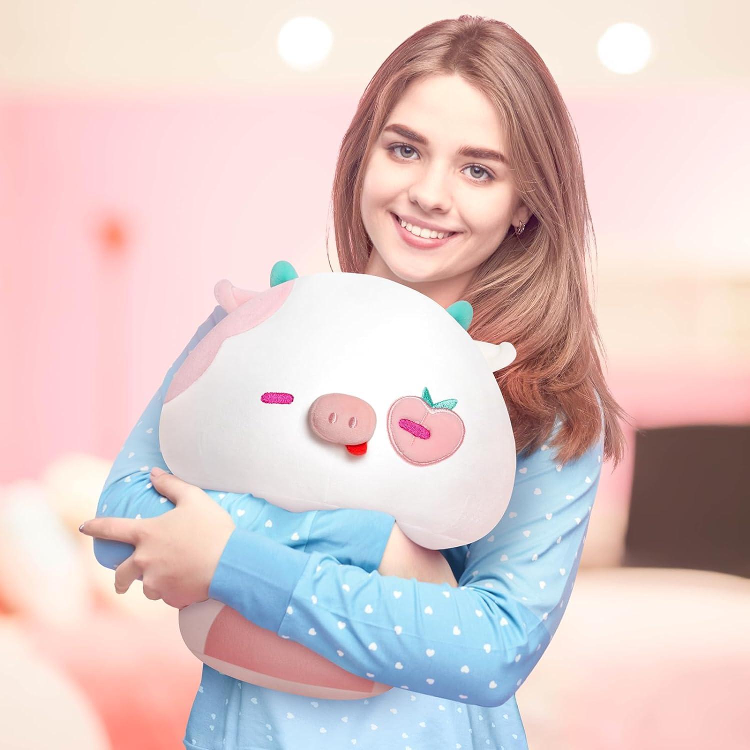 Mewaii 8'' Soft Peach Cow Mushroom Pillow Stuffed Animal Plush - Cuddly ...