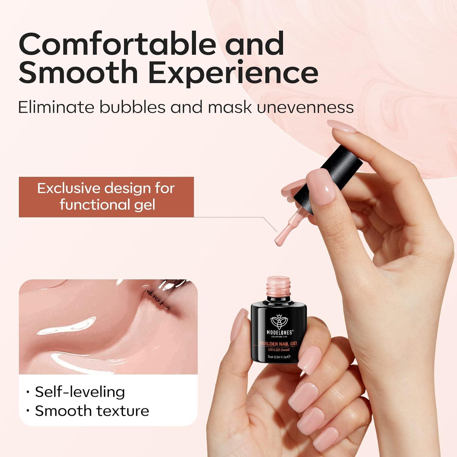 Modelones Builder Gel Set - 6 Colors in 1 | Nail Strengthener ...