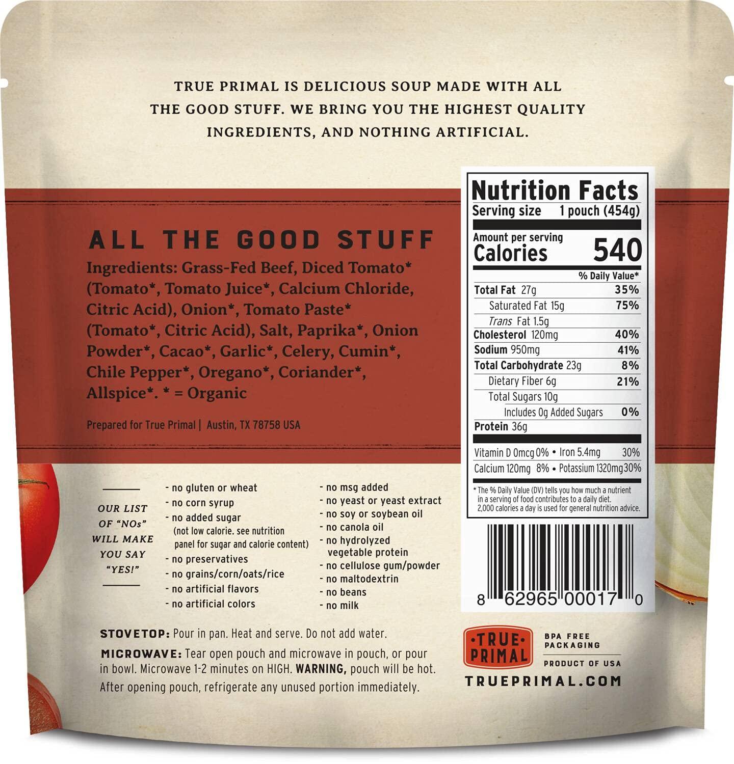 True Primal Beef Chili 8-Pack - Savory and Satisfying Paleo-Friendly ...
