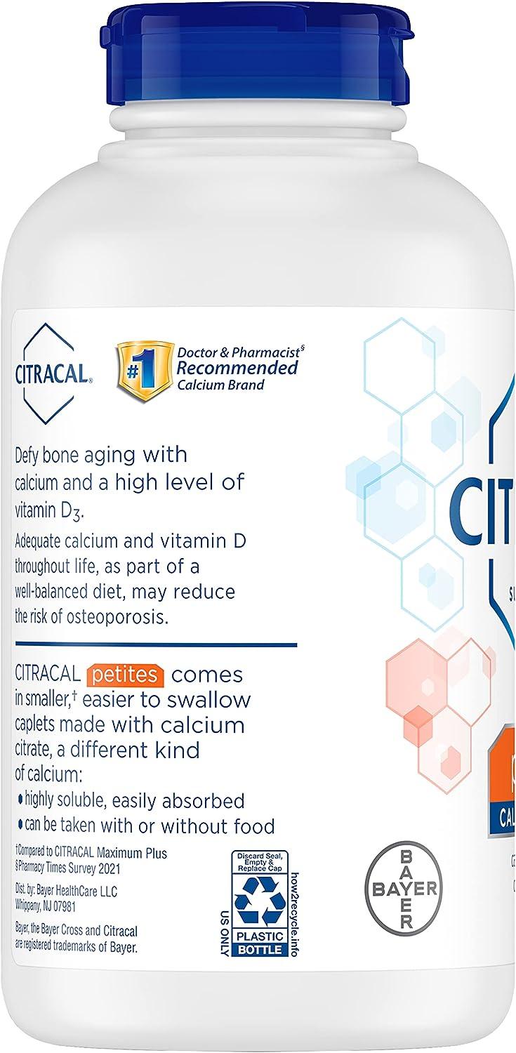 Citracal Petites Calcium Citrate & Vitamin D3 | 400mg Calcium, 500 IU ...