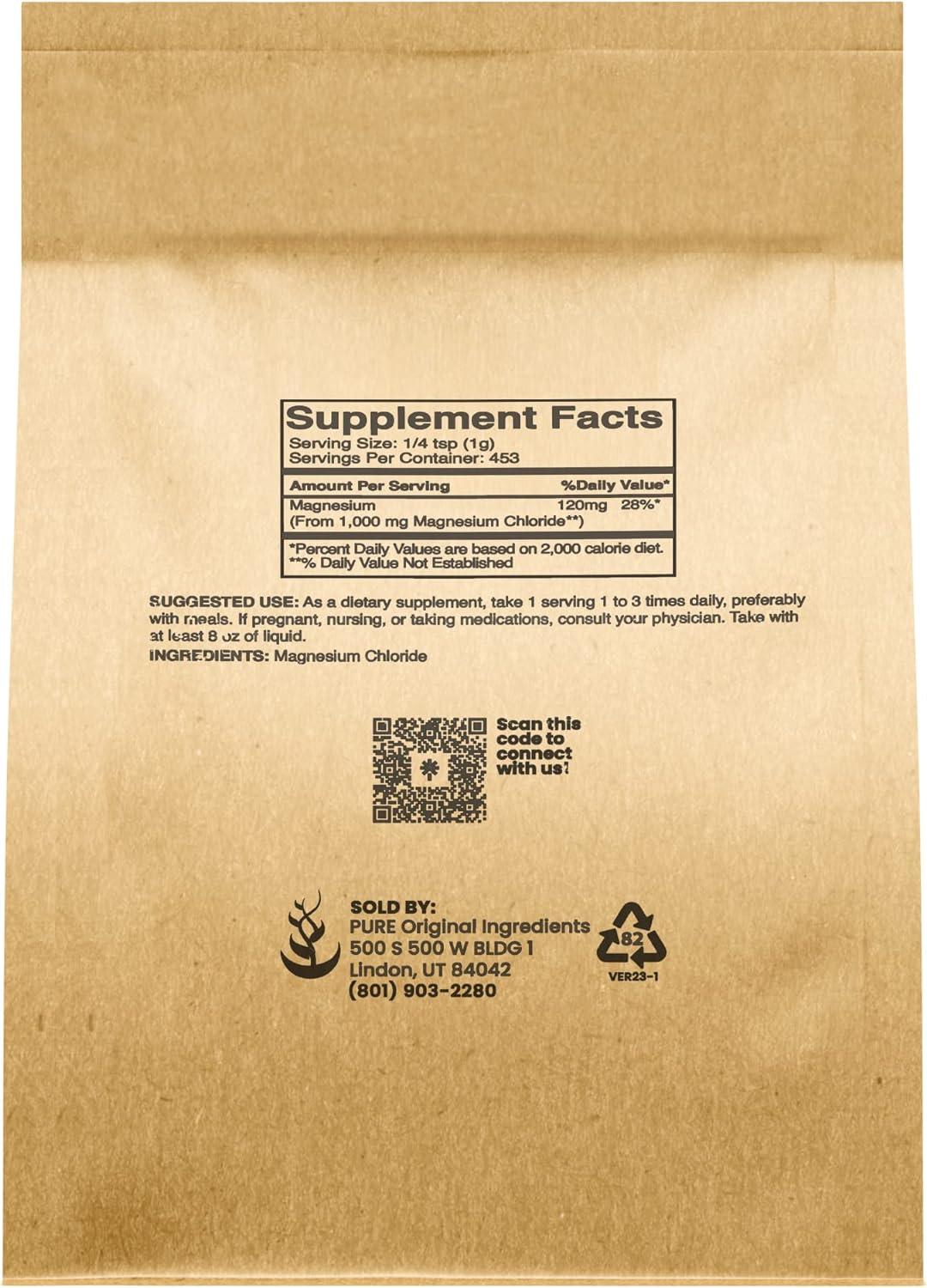 Pure Magnesium Chloride Crystal Powder Supplement - 1 lb Eco-Friendly ...