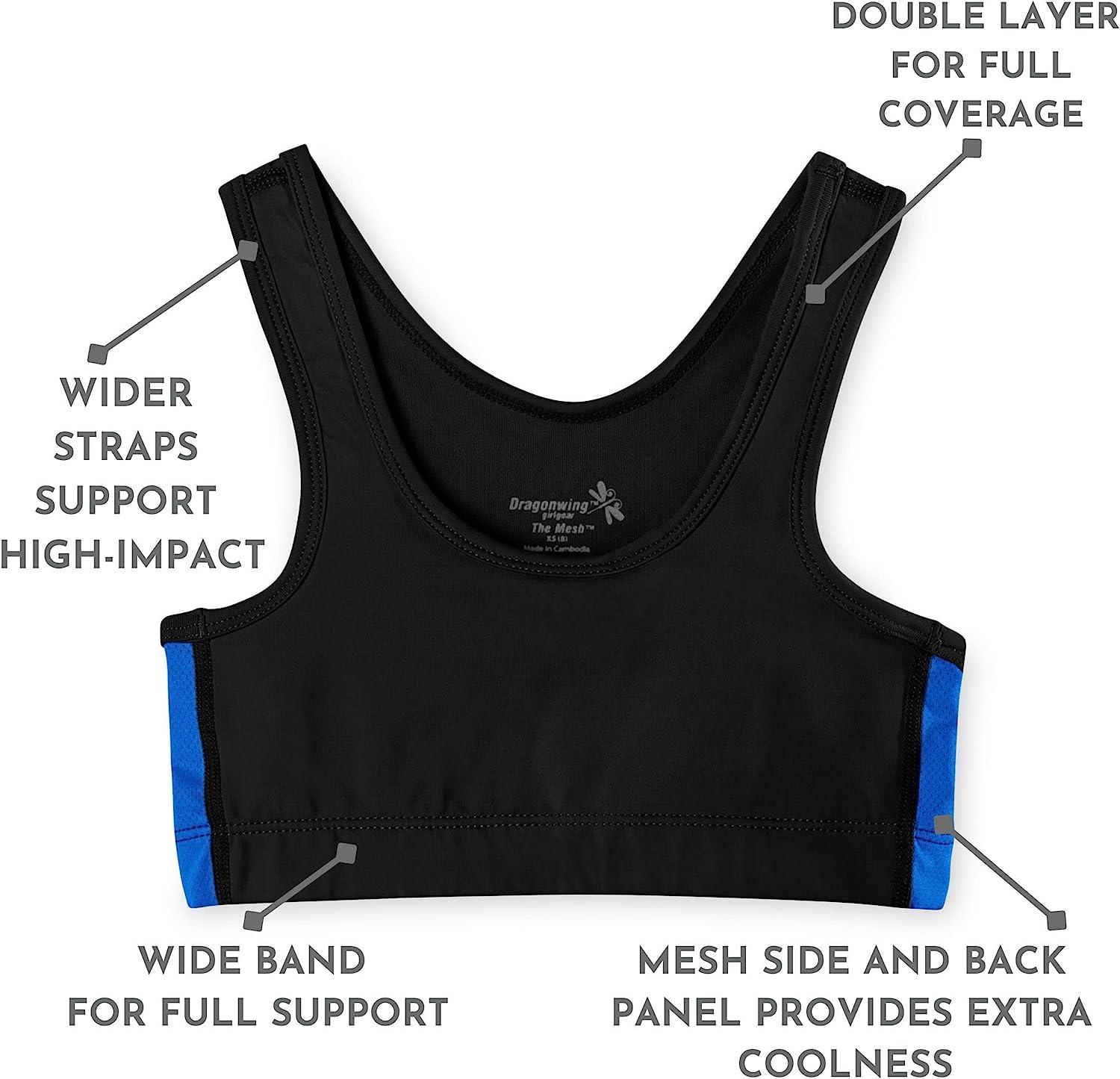 Tween & Teen Mesh Racer Sports Bra - Lime/Teal, High Impact Racerback ...