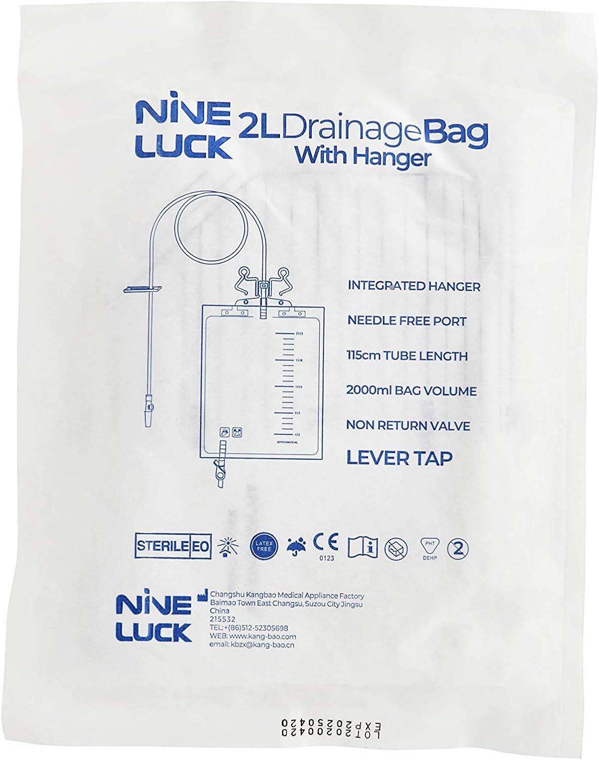 10pcs Pack of 2000ml Urine Drainage Bag with Integrated Bag Hanger and ...