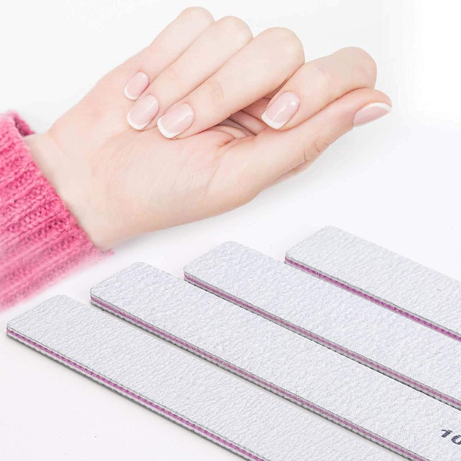 100 Pack Nail Files for Acrylic Nails - 100/180 Grit Double Sided Emery ...