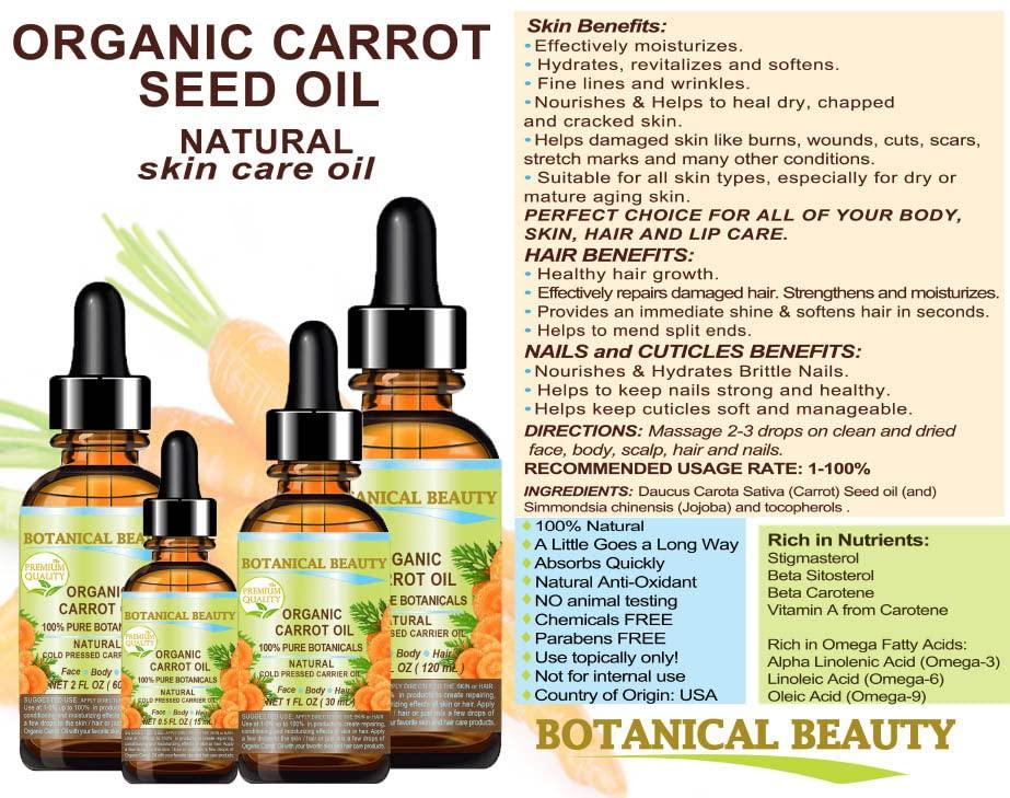 Organic Carrot Oil 100% Natural Cold Pressed Carrier Oil 1 Fl. oz ...