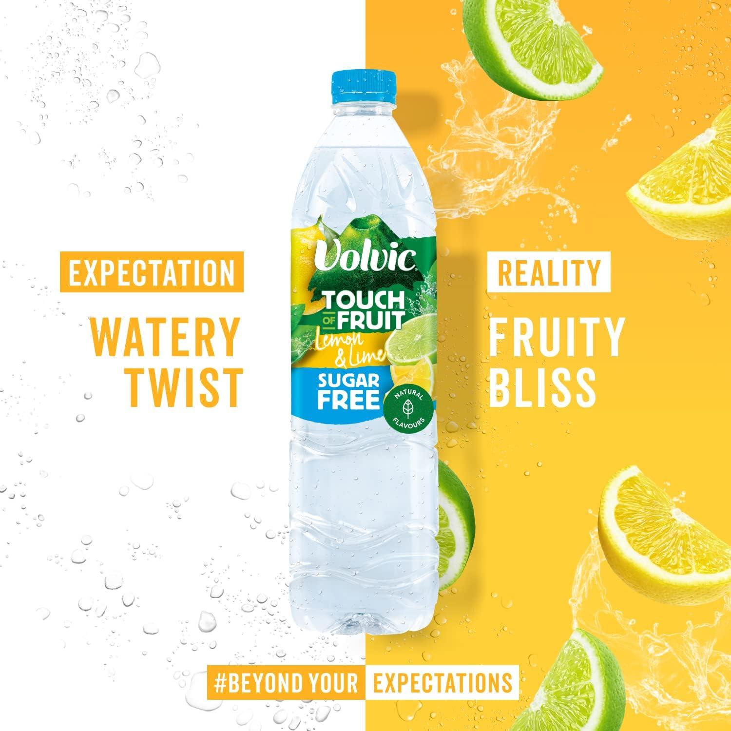 Volvic Sugar Free Lemon and Lime Flavoured Water 6x1.5L - Refreshing ...