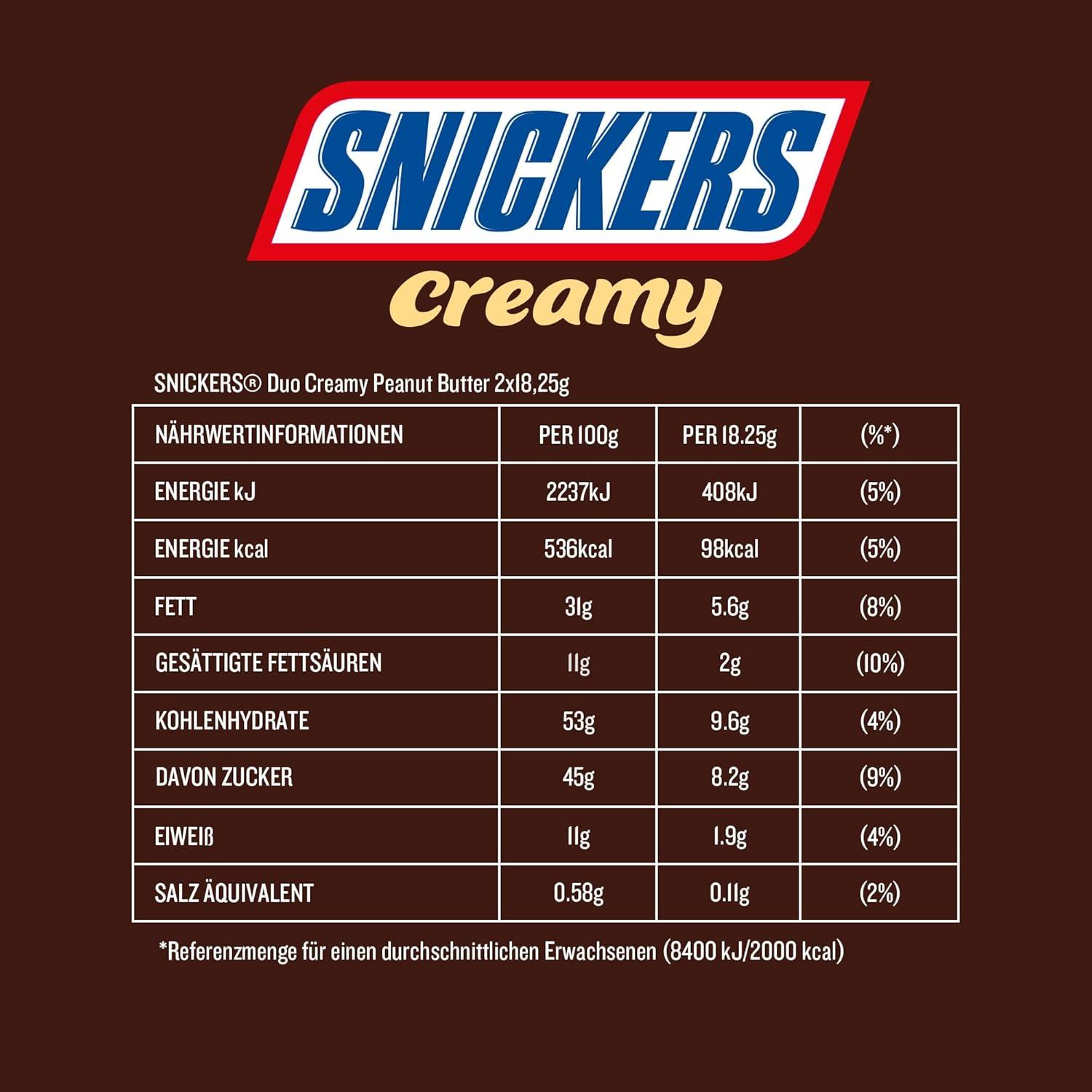 Snickers Creamy Peanut Butter - Milk Chocolate with Peanut Butter ...