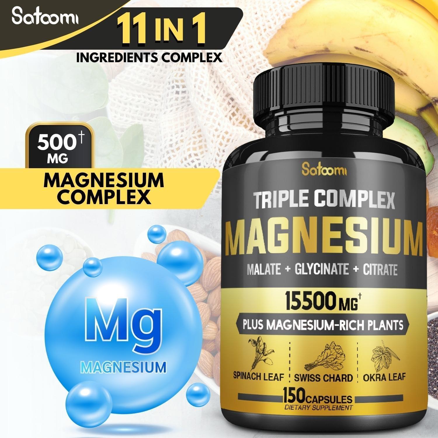 Triple Magnesium Complex 500mg Capsules - 11 Herbs Equivalent to ...