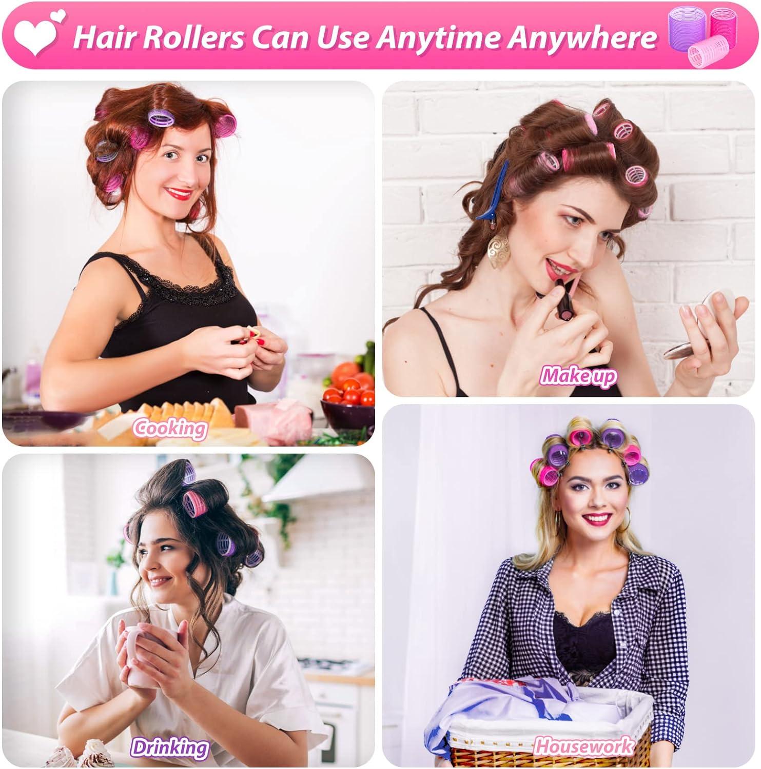 Thrilez Hair Roller Set - 29pcs Hair Rollers with Clips and Hair Comb ...