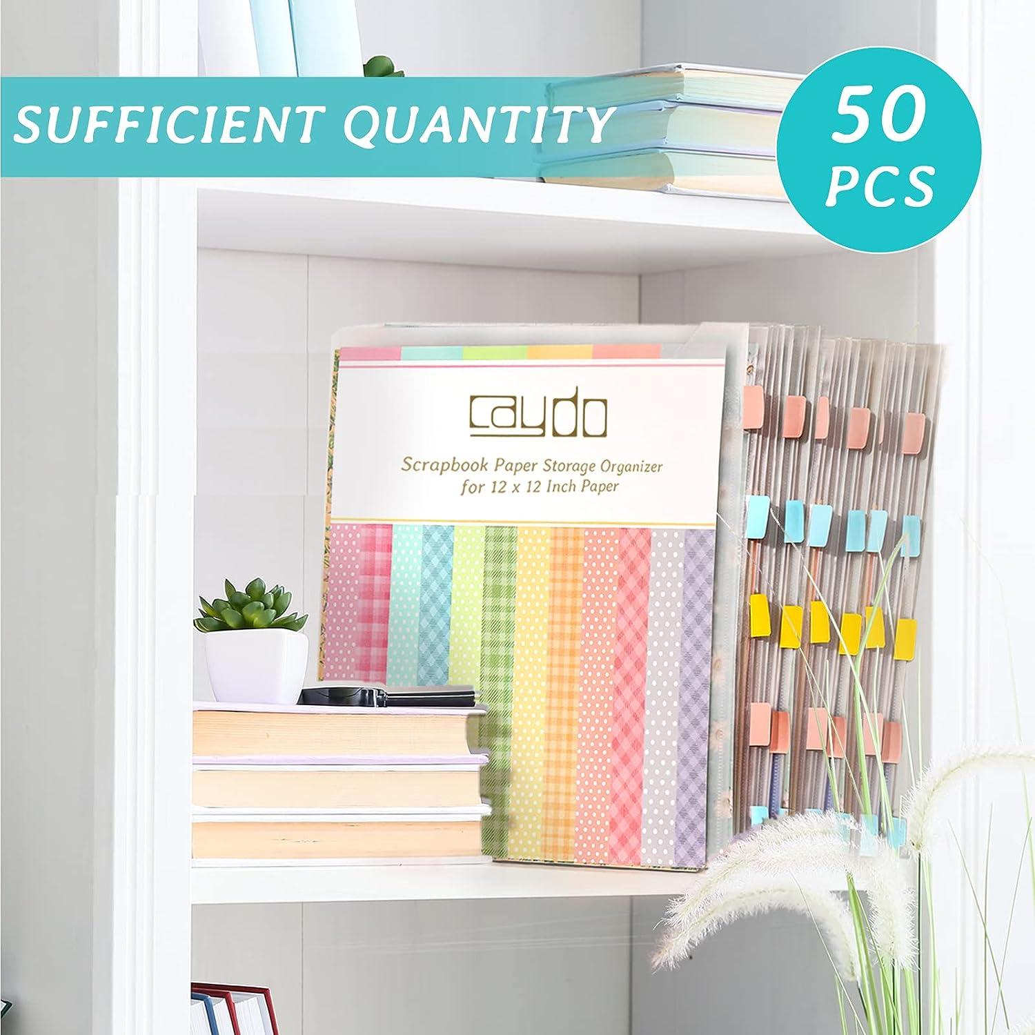 Caydo 50 Pieces Scrapbook Paper Storage Organizer with 120 Pieces ...