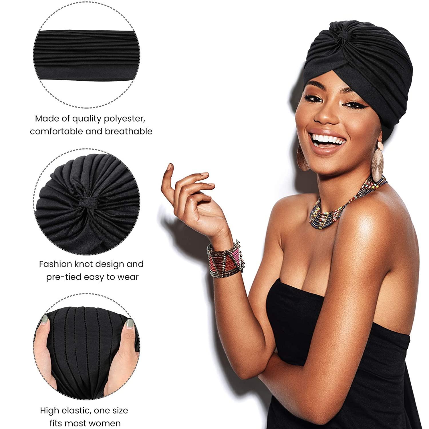 16 Pieces Polyester Stretch Turbans for Women - Head Turbans in 16 Chic ...