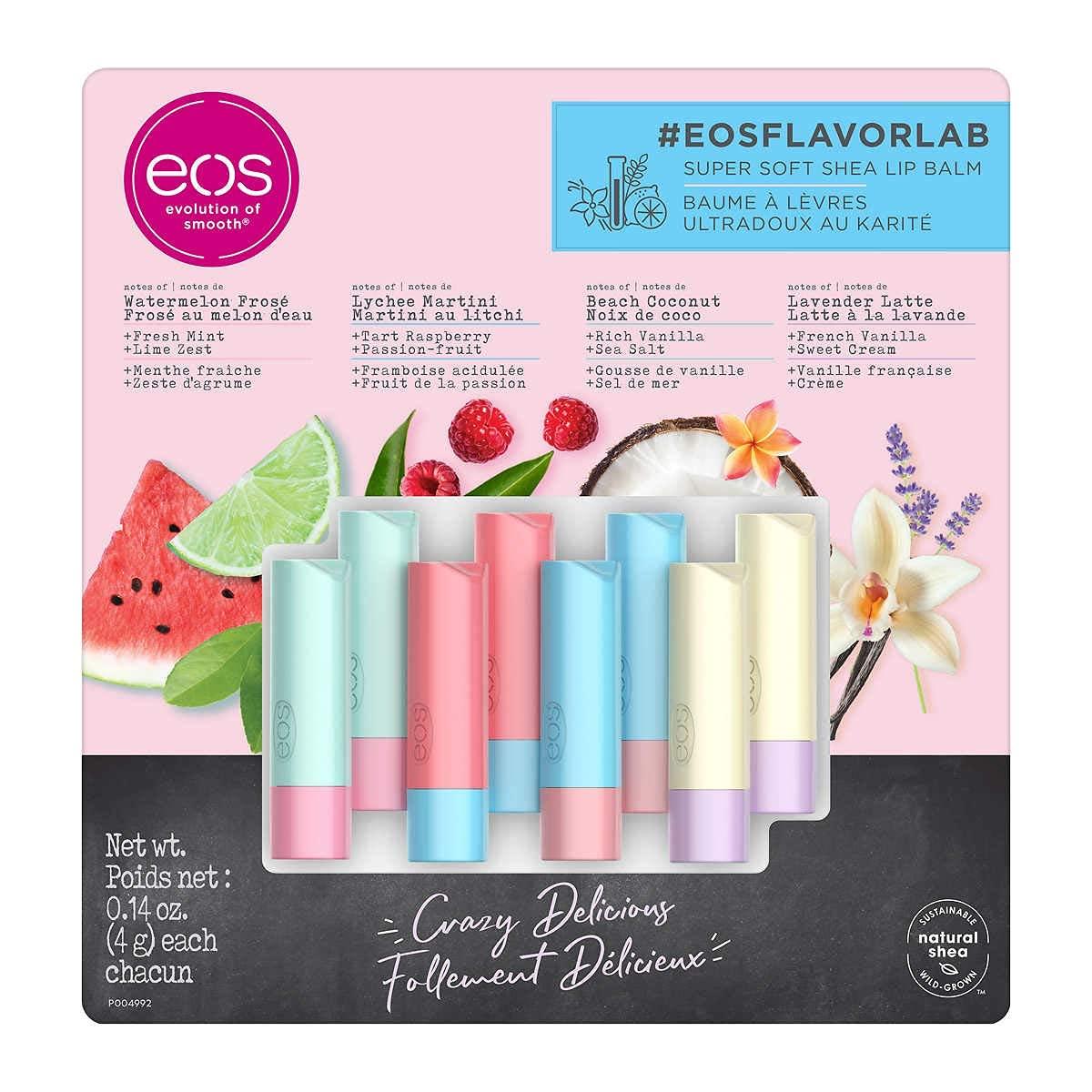eos FlavorLab Super Soft Shea Lip Balm Sticks 8-Pack 2 Watermelon Fros ...