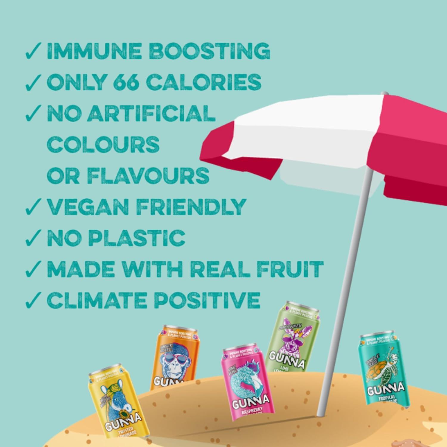 Gunna Fizzy Drinks Lemonade and Mint Cans Natural Vegan Natural Soft ...