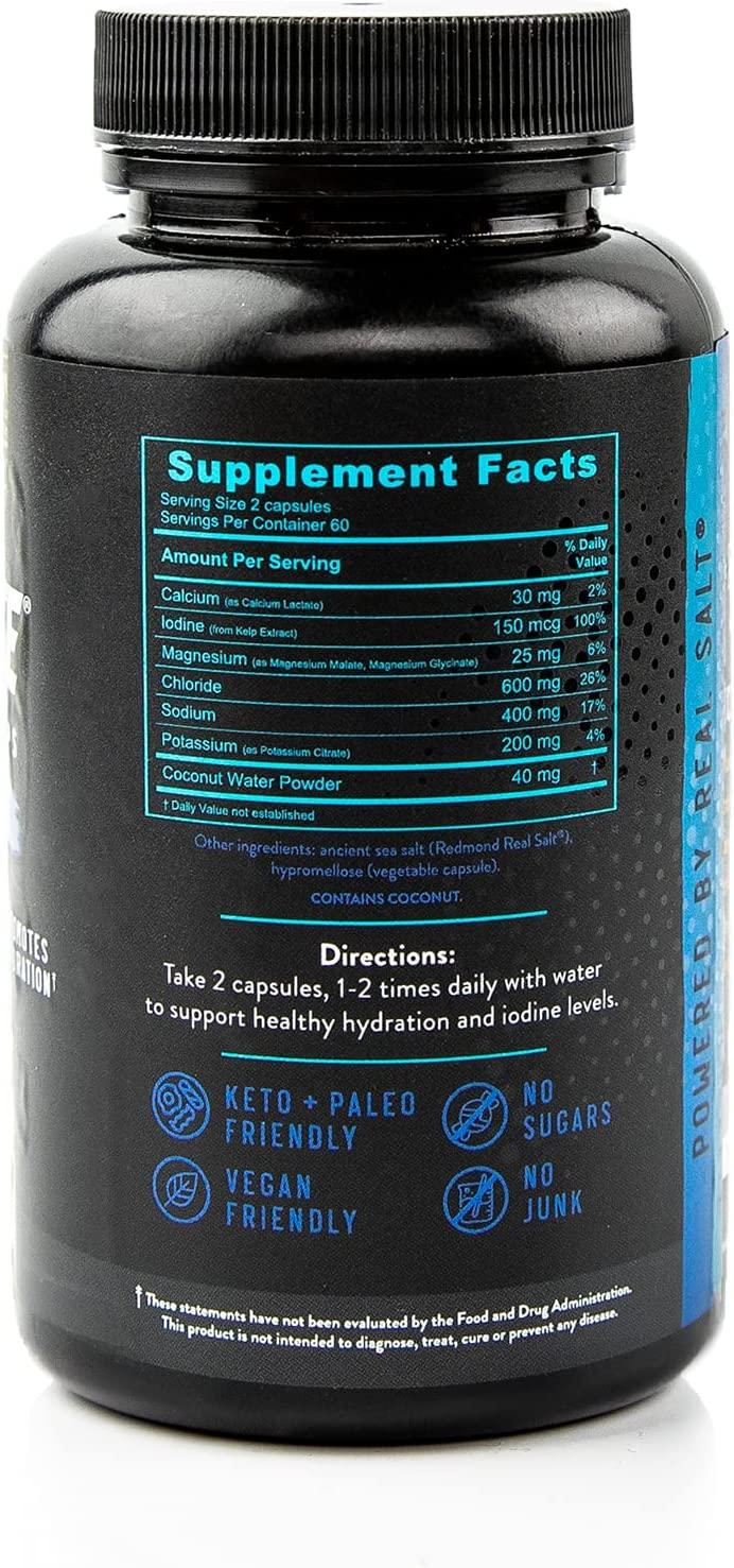 REDMOND Re-Lyte Hydration Plus Capsules 120ct - Electrolyte Supplement ...