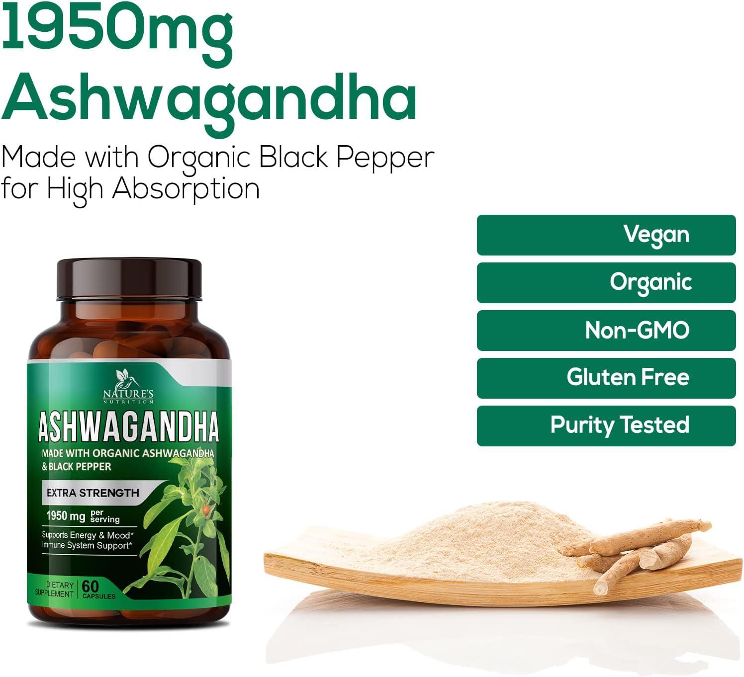 Organic Ashwagandha Capsules - Extra Strength Stress & Thyroid Support ...
