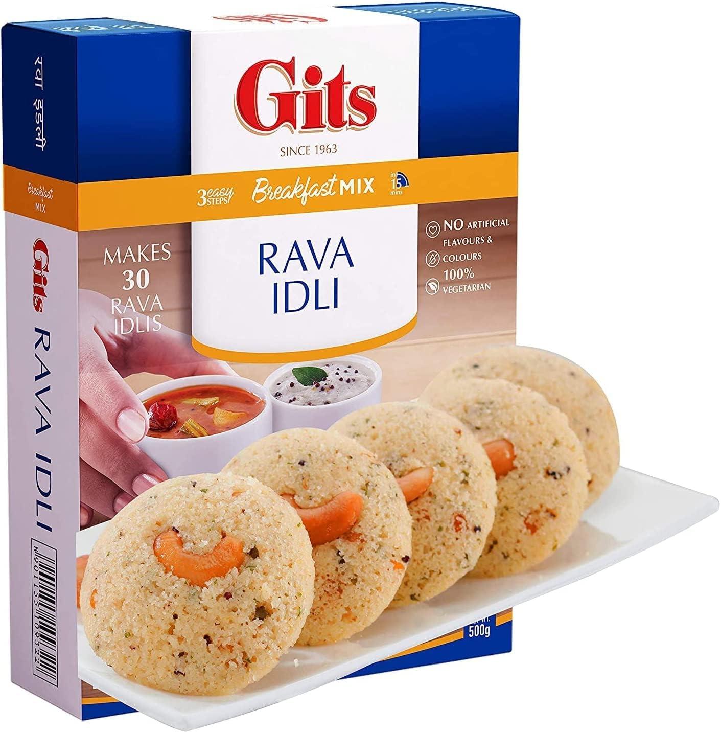 Gits Rava Idli Instant Breakfast Mix 500g - A Traditional Indian Crispy ...