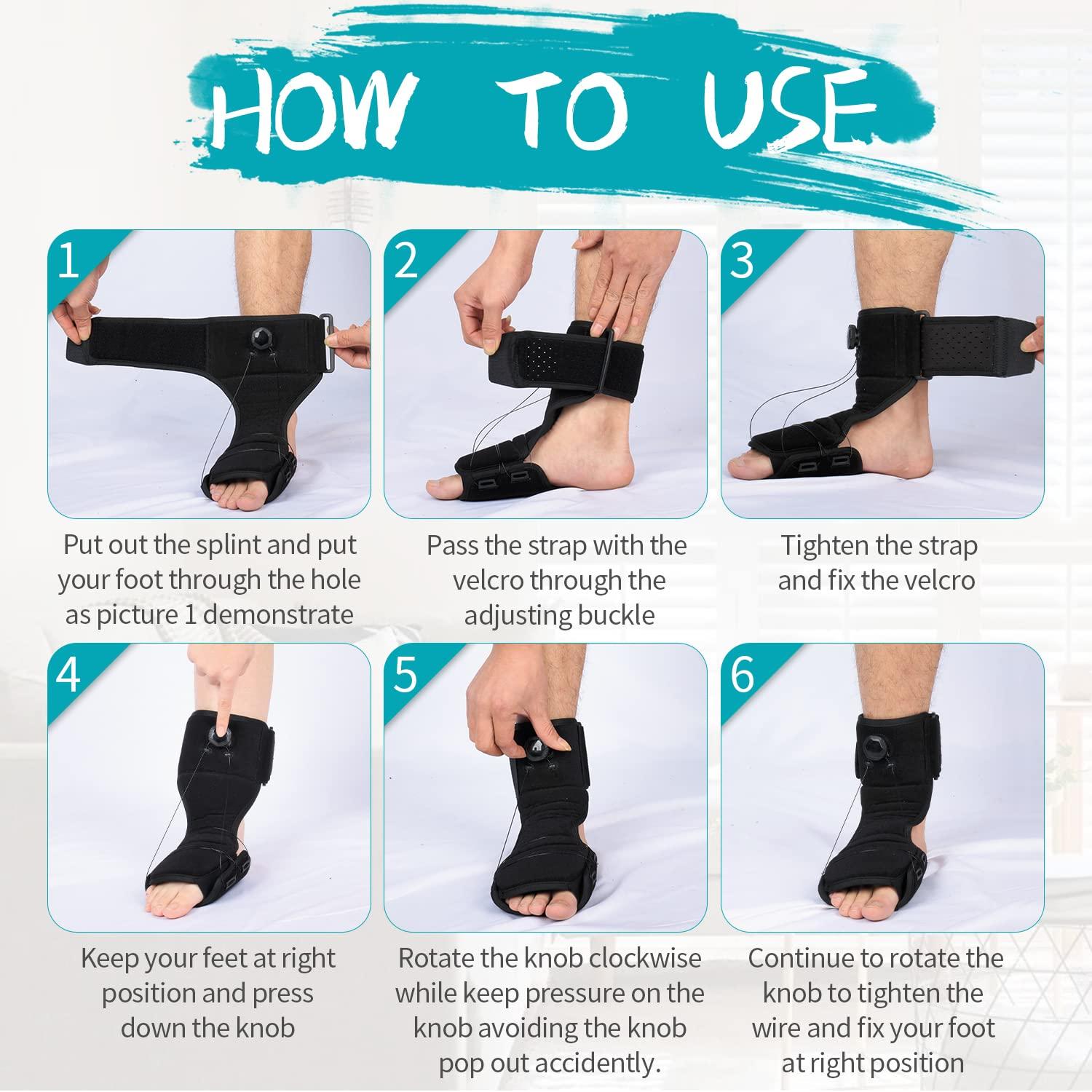 Plantar Fasciitis Night Splint with Rotating Knob System | Socks ...