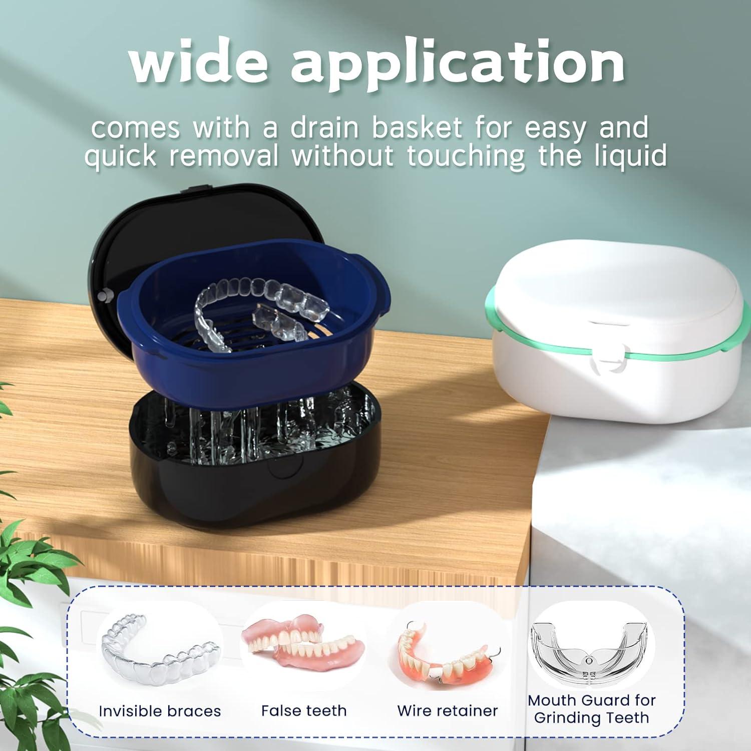 Denture Bath Box and Denture Brush Denture&Retainer Set Denture Case ...