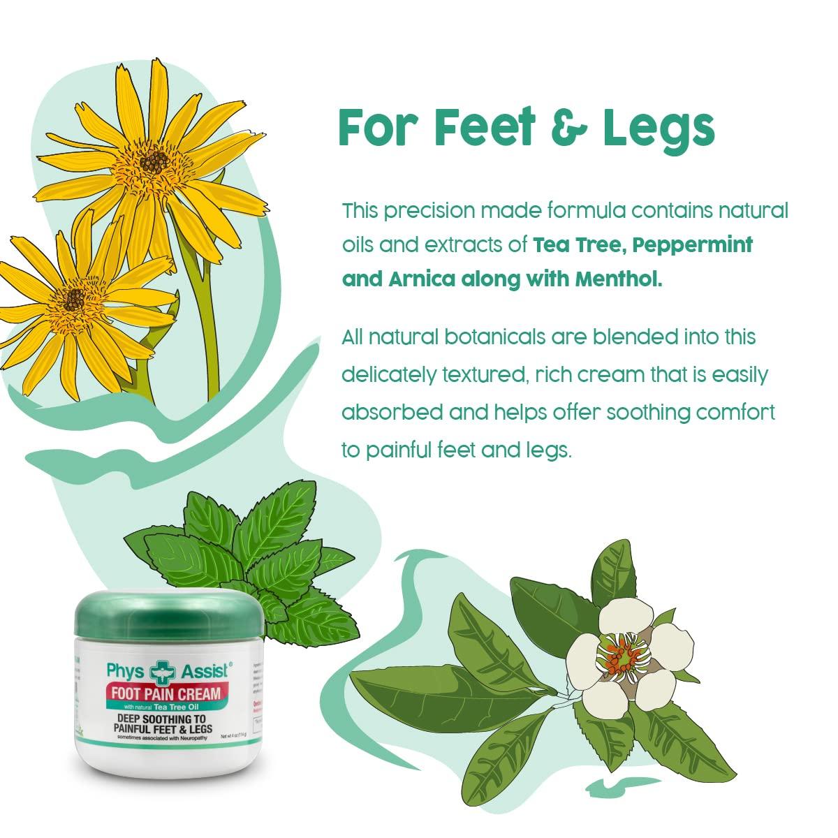 PhysAssist Foot Pain Cream - 3-pack of 4 oz Jars | Soothing Relief for ...