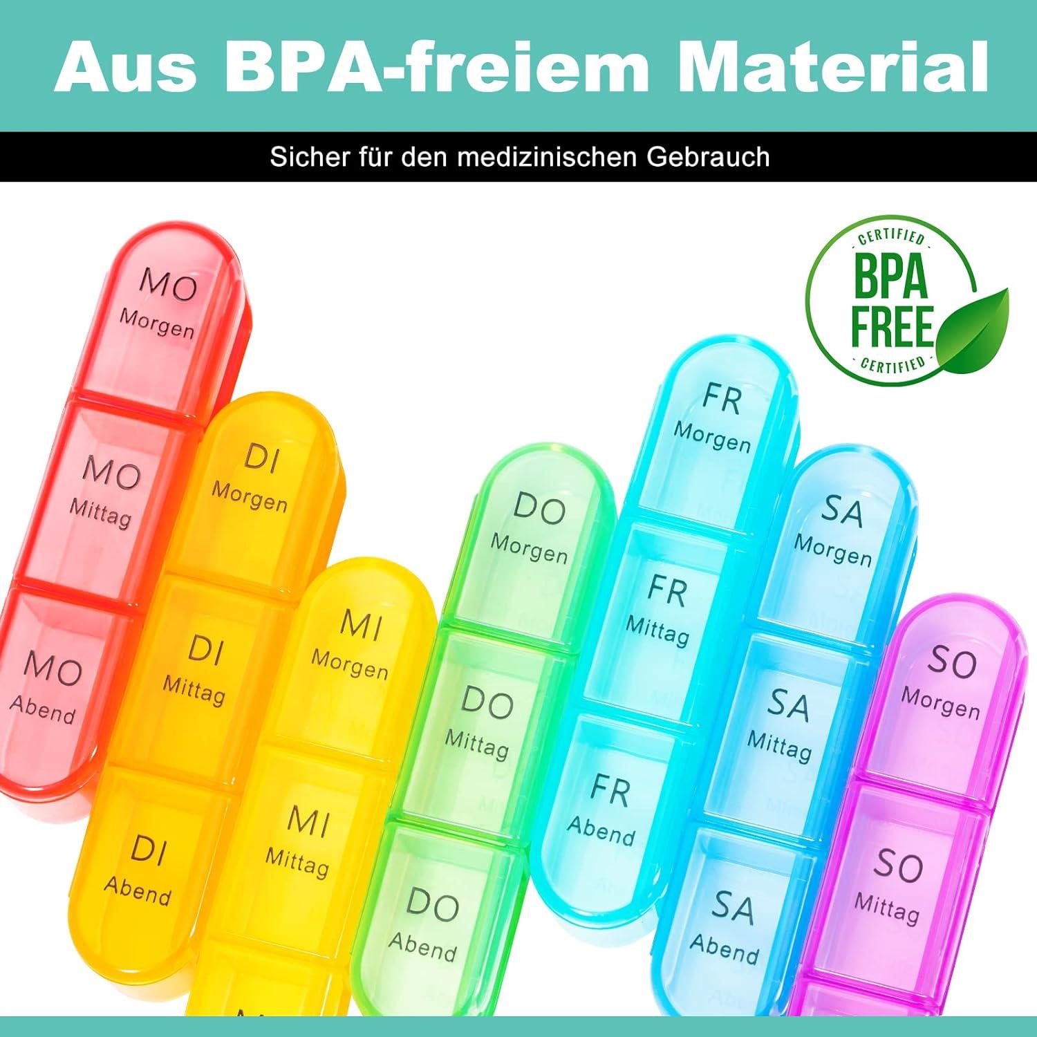 7-Day Pillbox with 21 Compartments - German Medication Organizer for ...