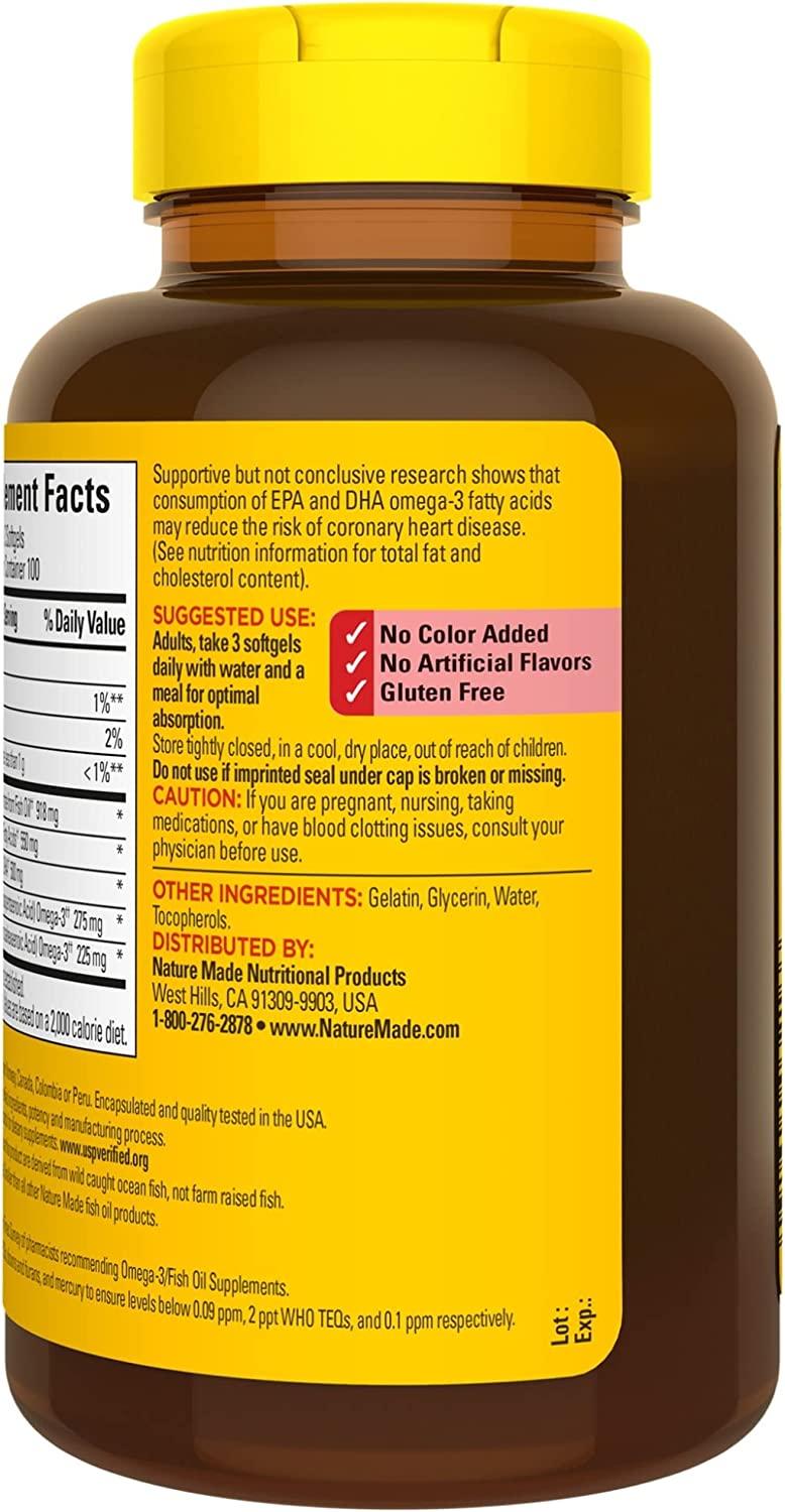 Nature Made Fish Oil Pearls 550mg, 300 Softgels - Omega 3 Supplement ...