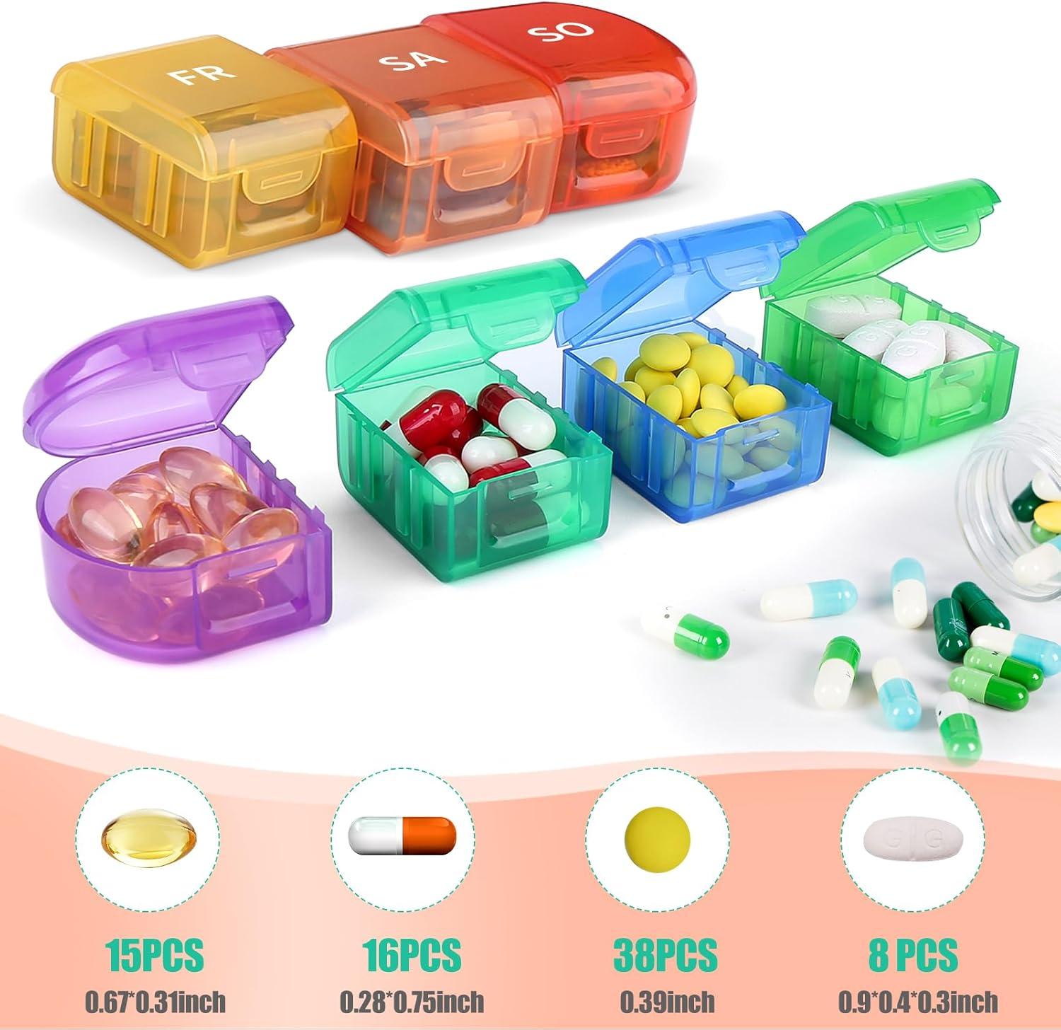 Rainbow 7-Day Tablet Box | Pill Organizer with 7 Divisible Compartments ...