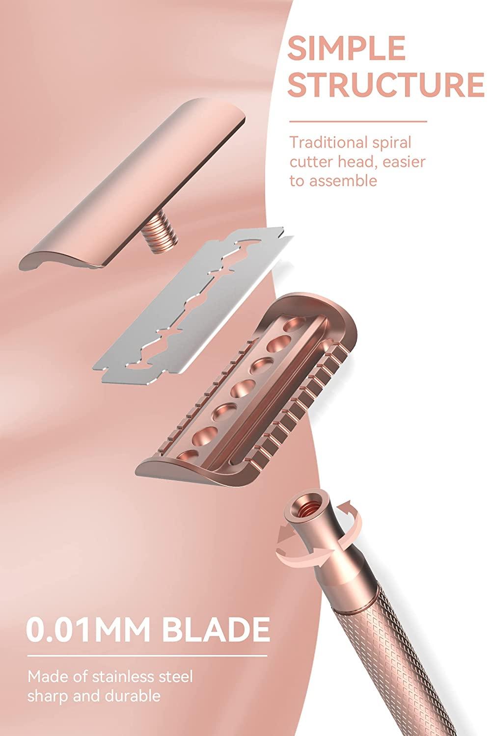 Safety Razor for Men and Women | Double Edge Razor Blades | Eco-Friendly & Zero Waste | Rose ...