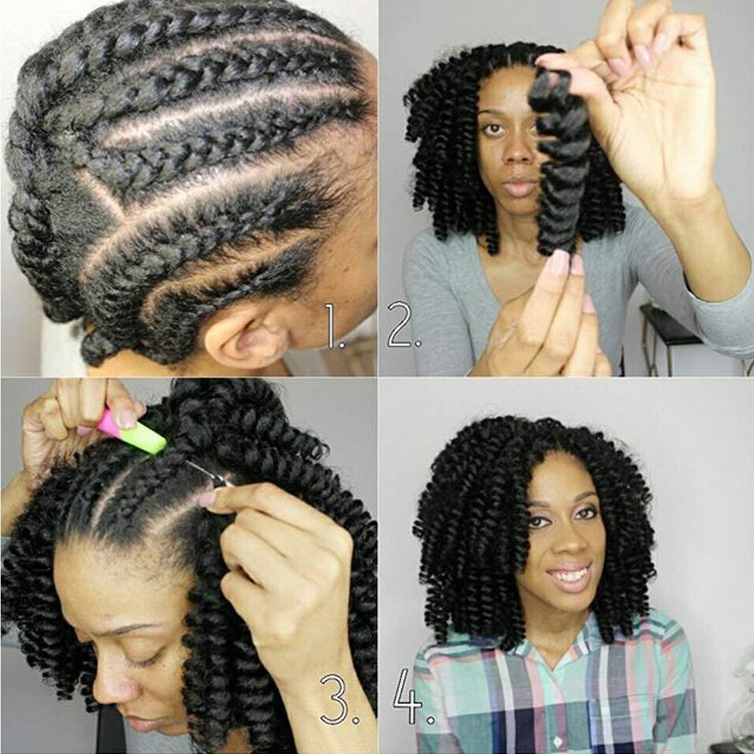 Queentas 5 Pack 10-Inch Short Curls Braids Extensions for Women - Afro ...