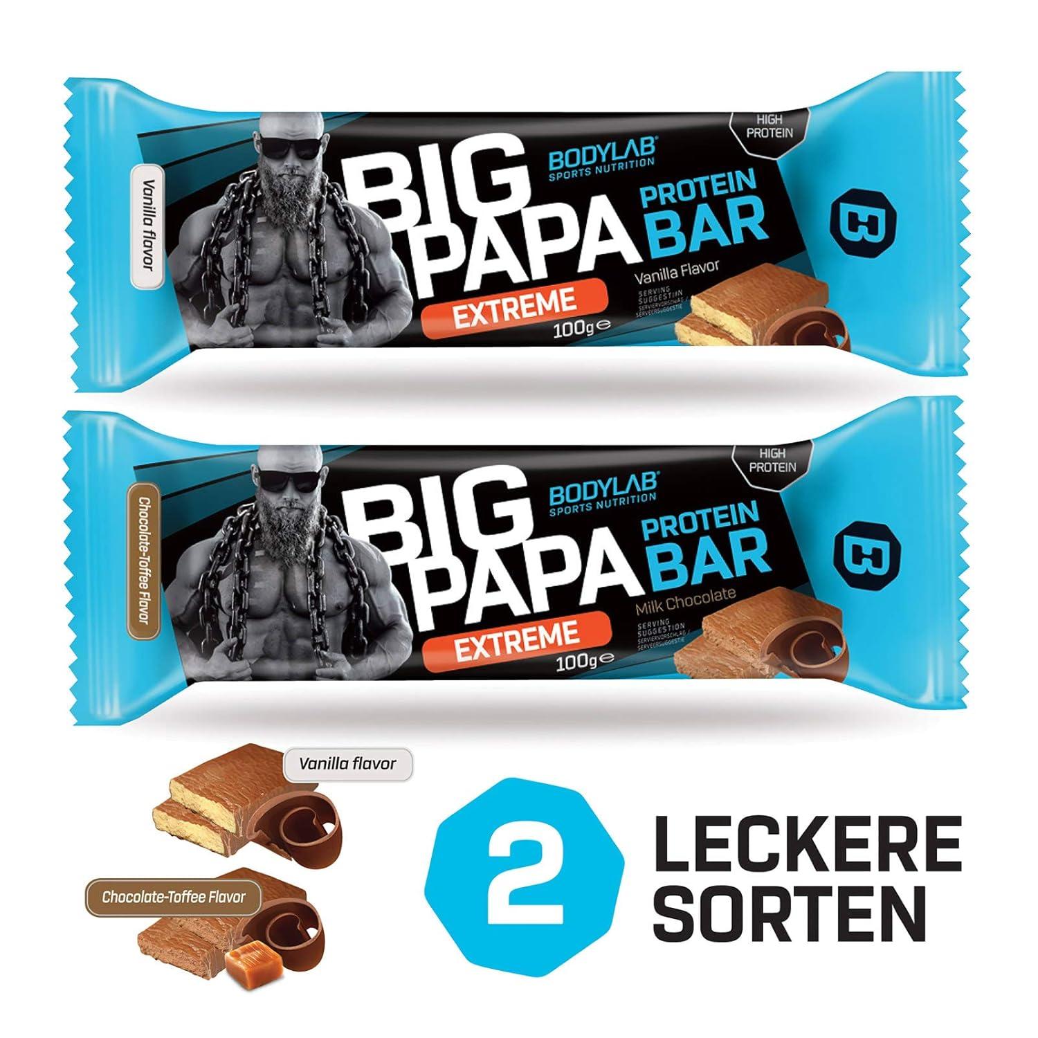 BODYLAB24 BIG PAPA Protein Bar 12x100g | 47g Protein Low Sugar Snack ...